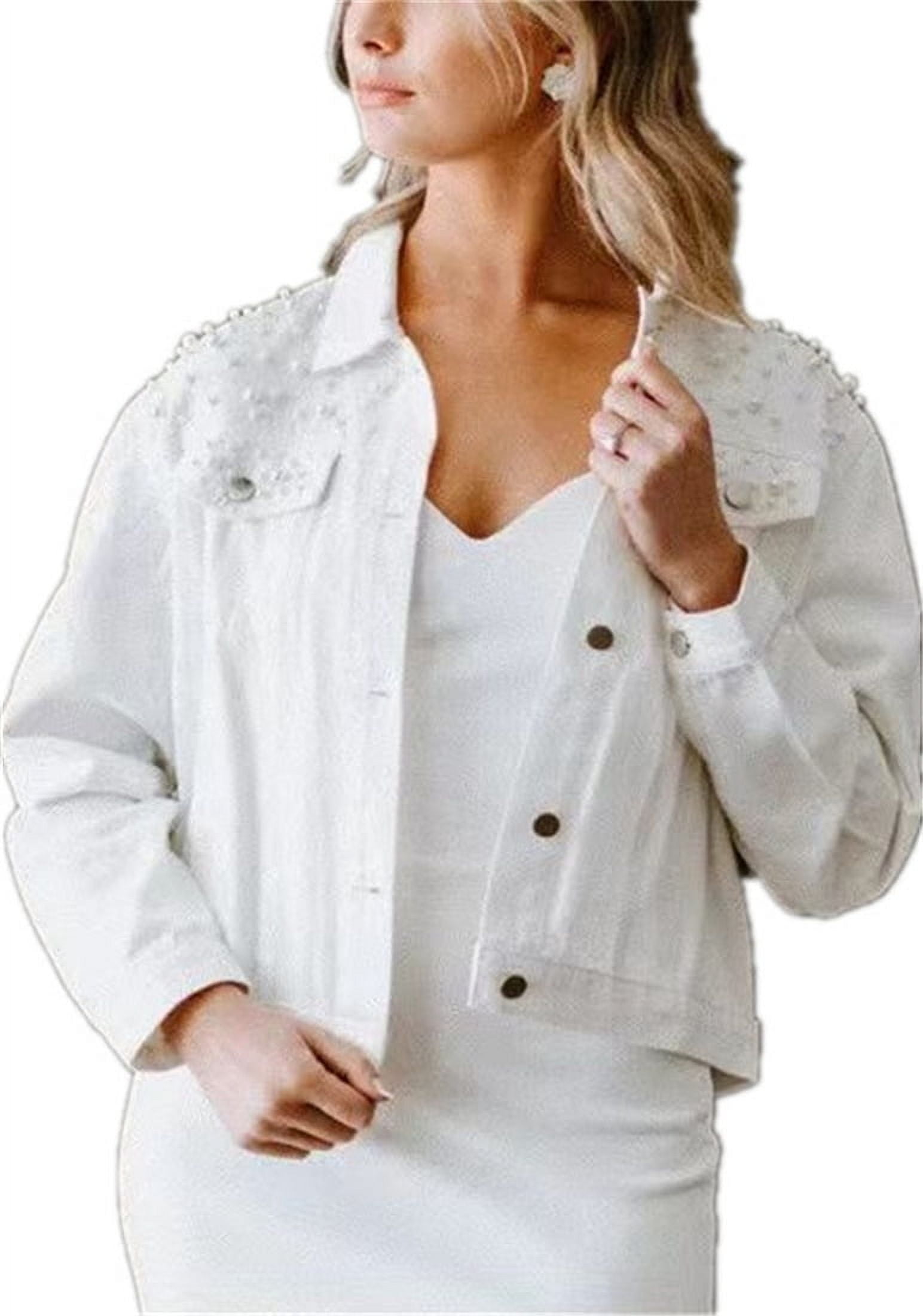 Silver Basic Women's Retro Denim Jacket Slim Fit Light Colored Cotton ...