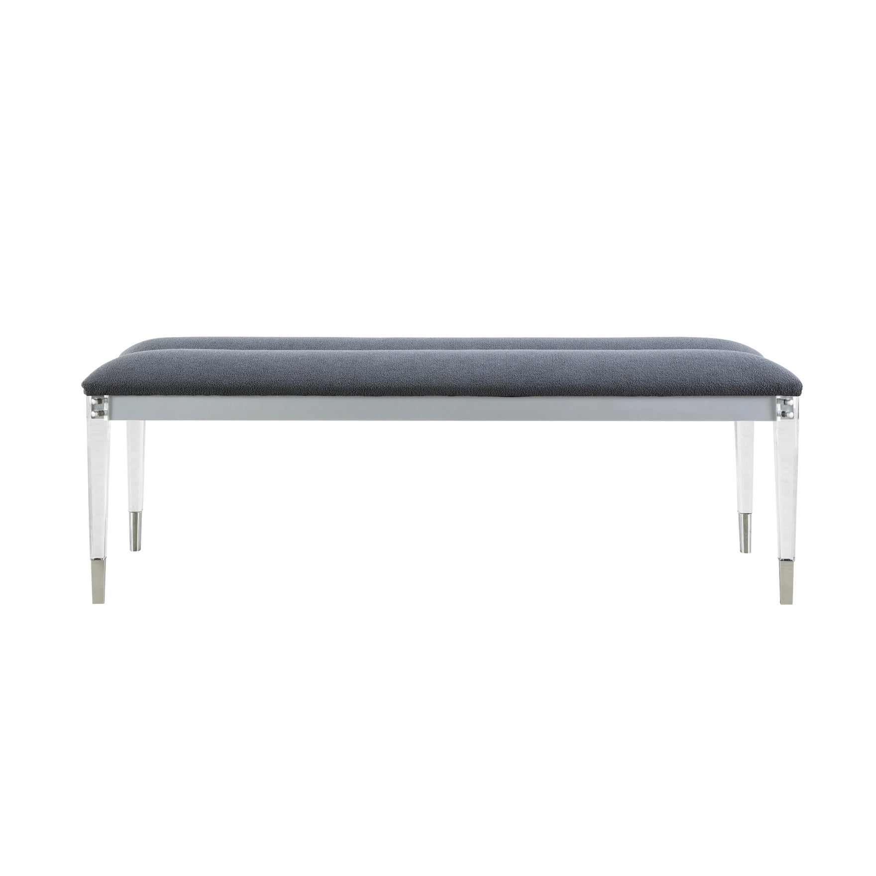 Silver Bedroom Bench in Contemporary Style Padded Seating and Acrylic ...