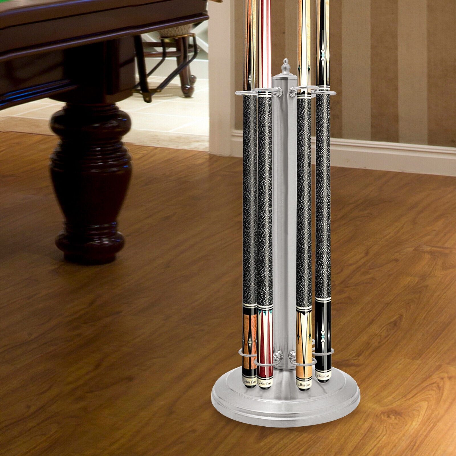 Silver Billiards Pool Cue Rack -Billiard Stick Holder Holds 6 Cues Fit ...