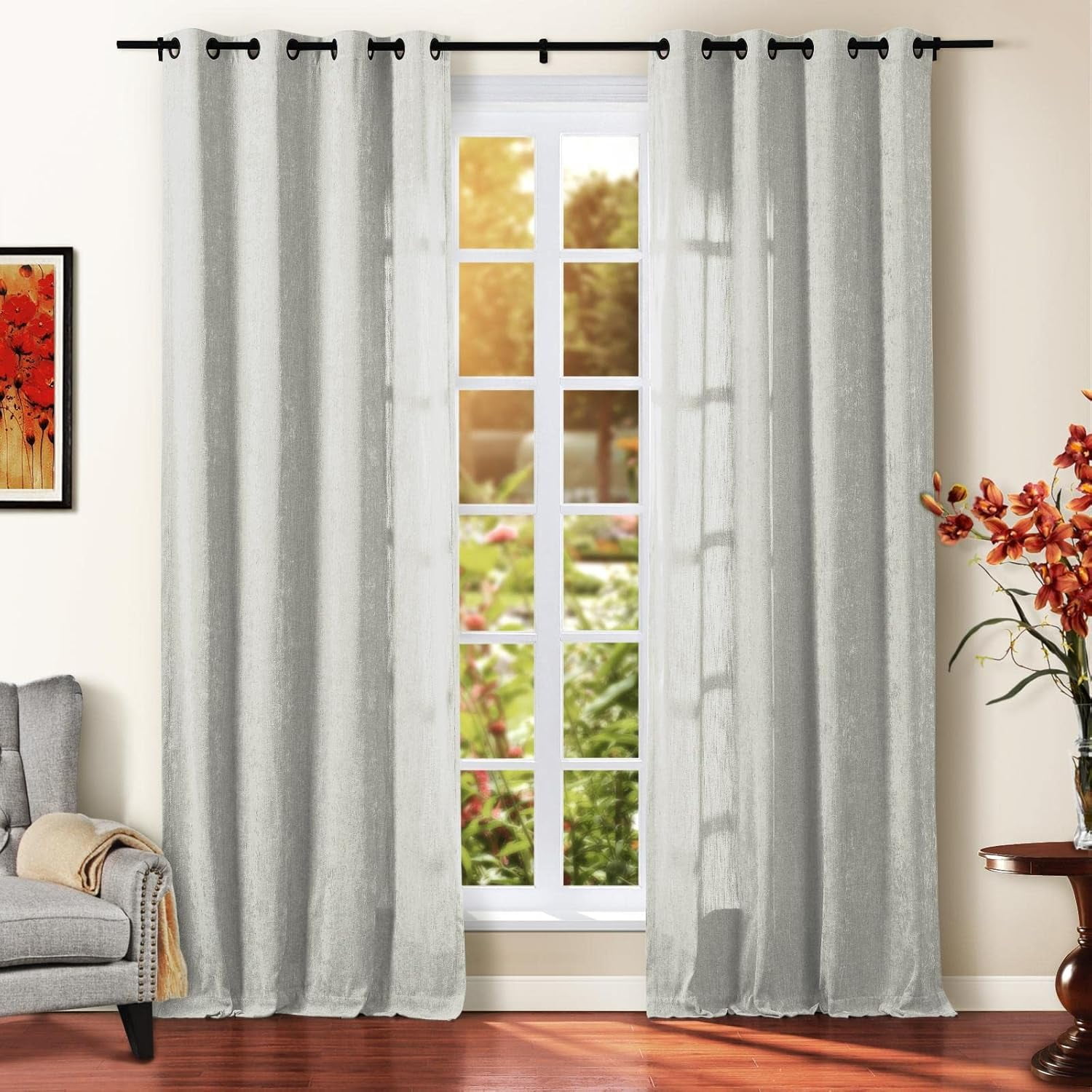 Silver Birch Chenille Room Darkening Curtain Panel 102 Inches Long ...