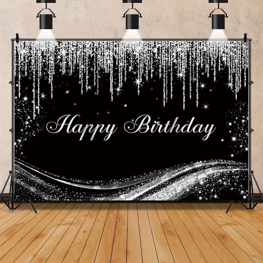 Silver Birthday Beautiful Backdrop for Photo shoot Man Woman Portrait ...