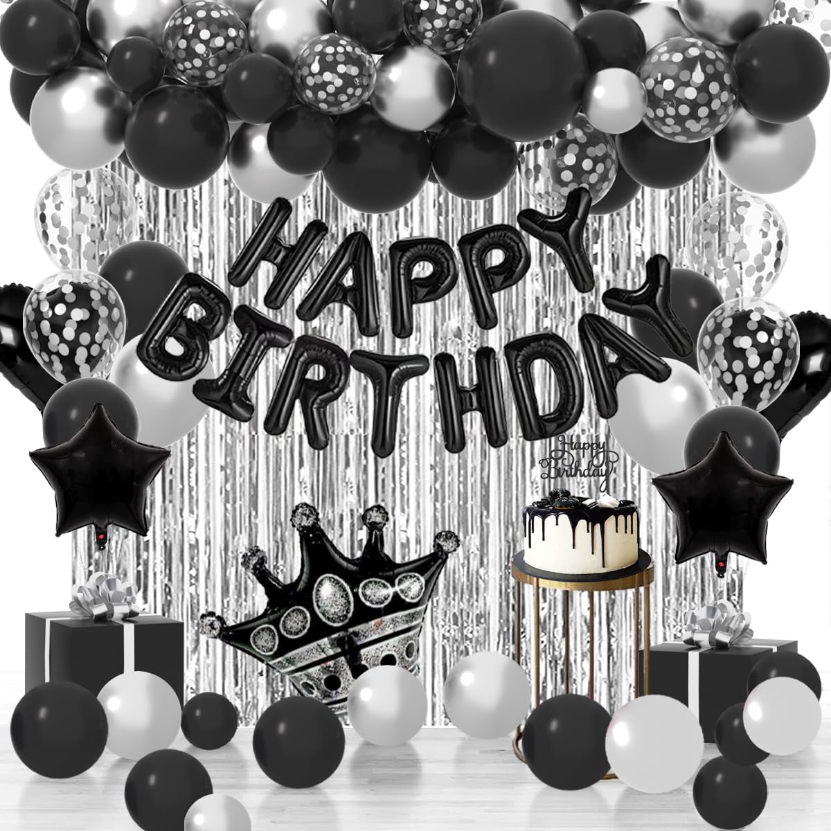 Silver and Black Happy IFF17 Decorations for Decorations with Banner ...