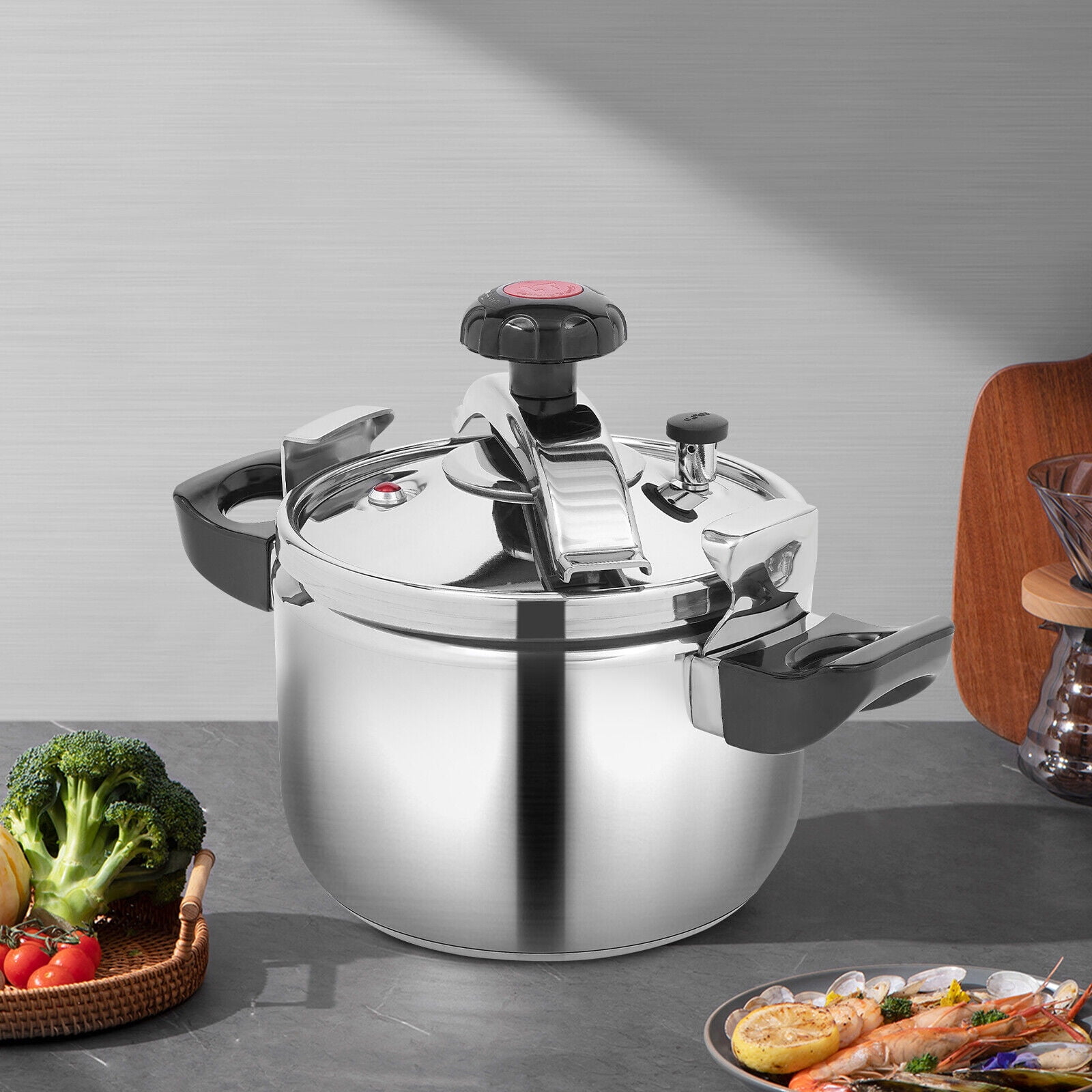 Silver Black Modern Round Pressure Pot, Pressure Cooker, 201 Stainless ...