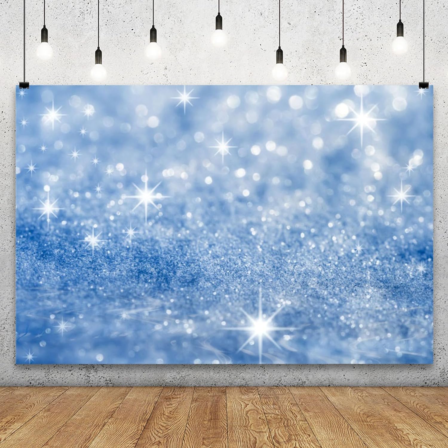 Silver Blue Backdrop Silver Light Spots Blue Sequin Bokeh Photography ...