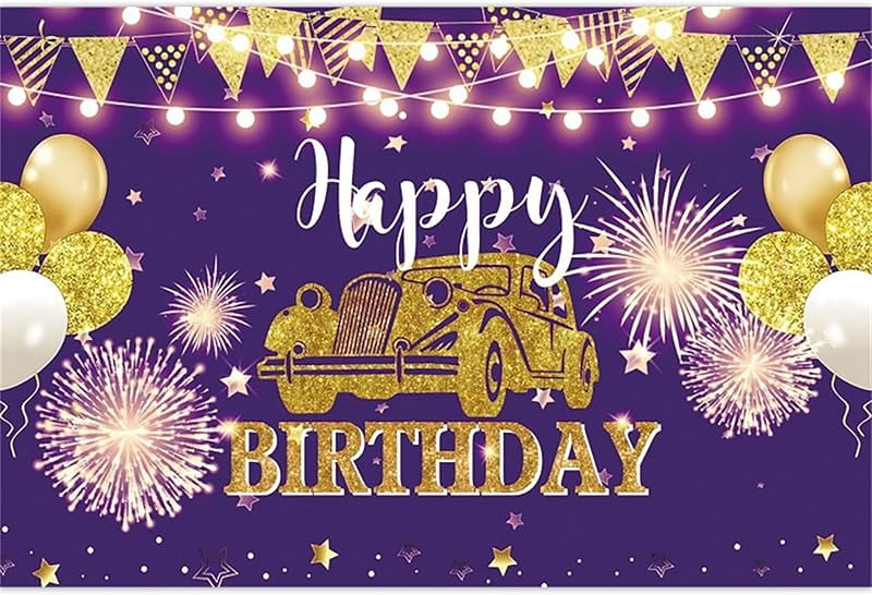 Silver Blue Happy Birthday Backdrop Banner for Men Women Birthday Party ...