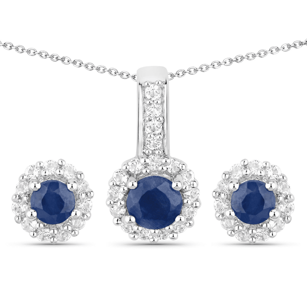 Silver Blue Sapphire Jewelry Set - Walmart.com
