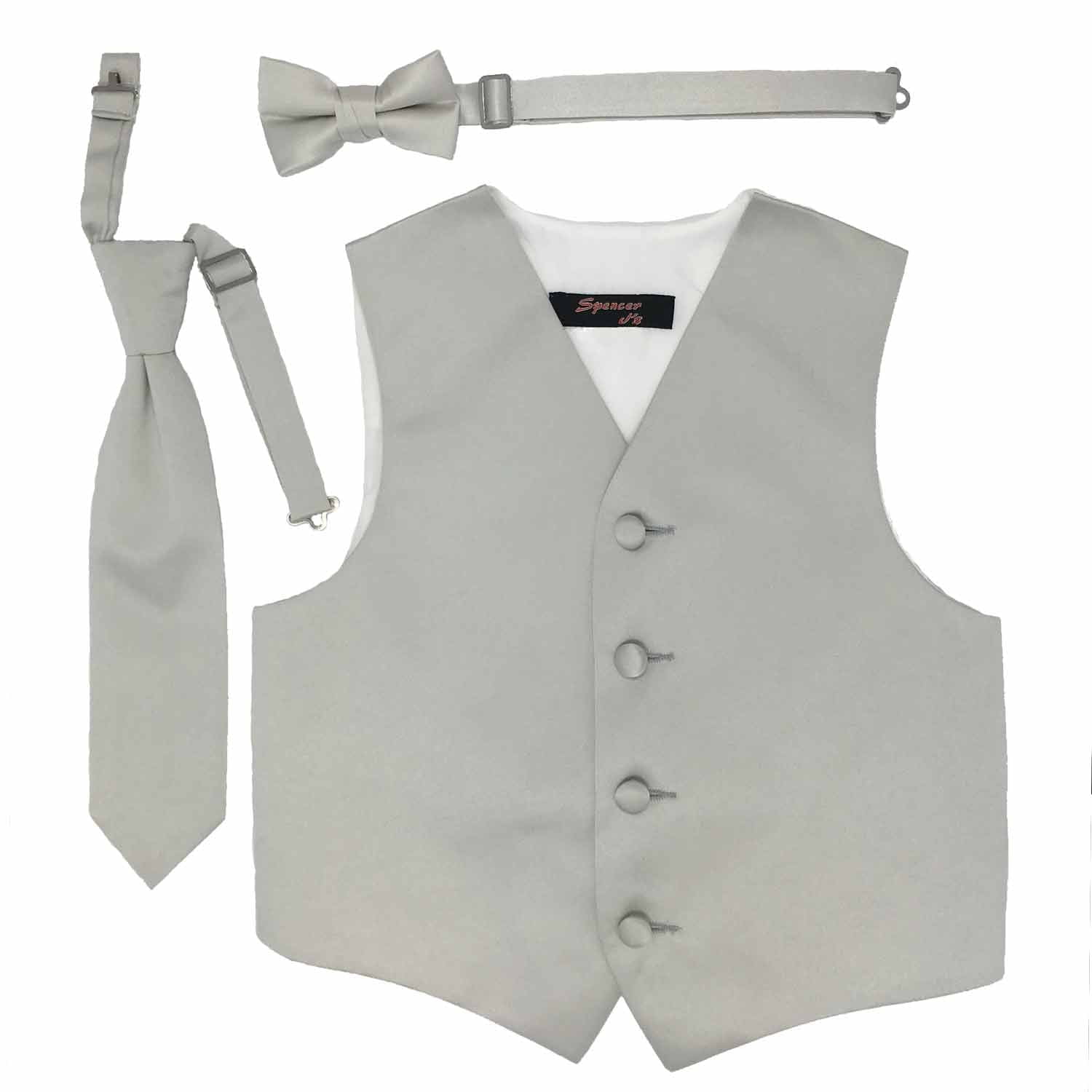 Silver Boys Satin Vest Spencer J - Boys 9-10 - Walmart.com
