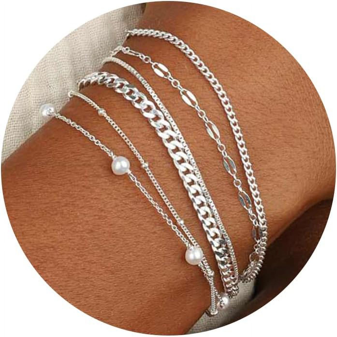 Silver Bracelets For Women Dainty Silver Bracelets For Women Set 14K