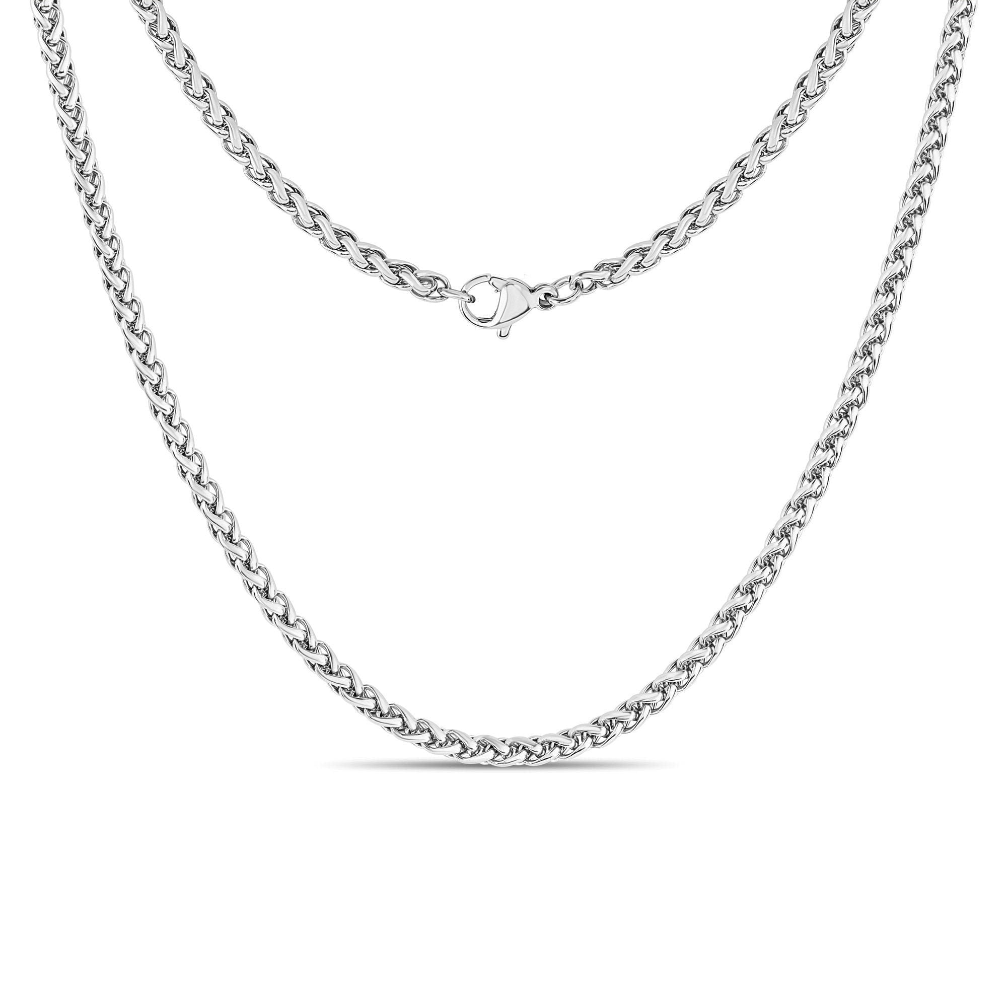 Silver Braided Wheat Stainless Steel Chain Necklace - Walmart.com