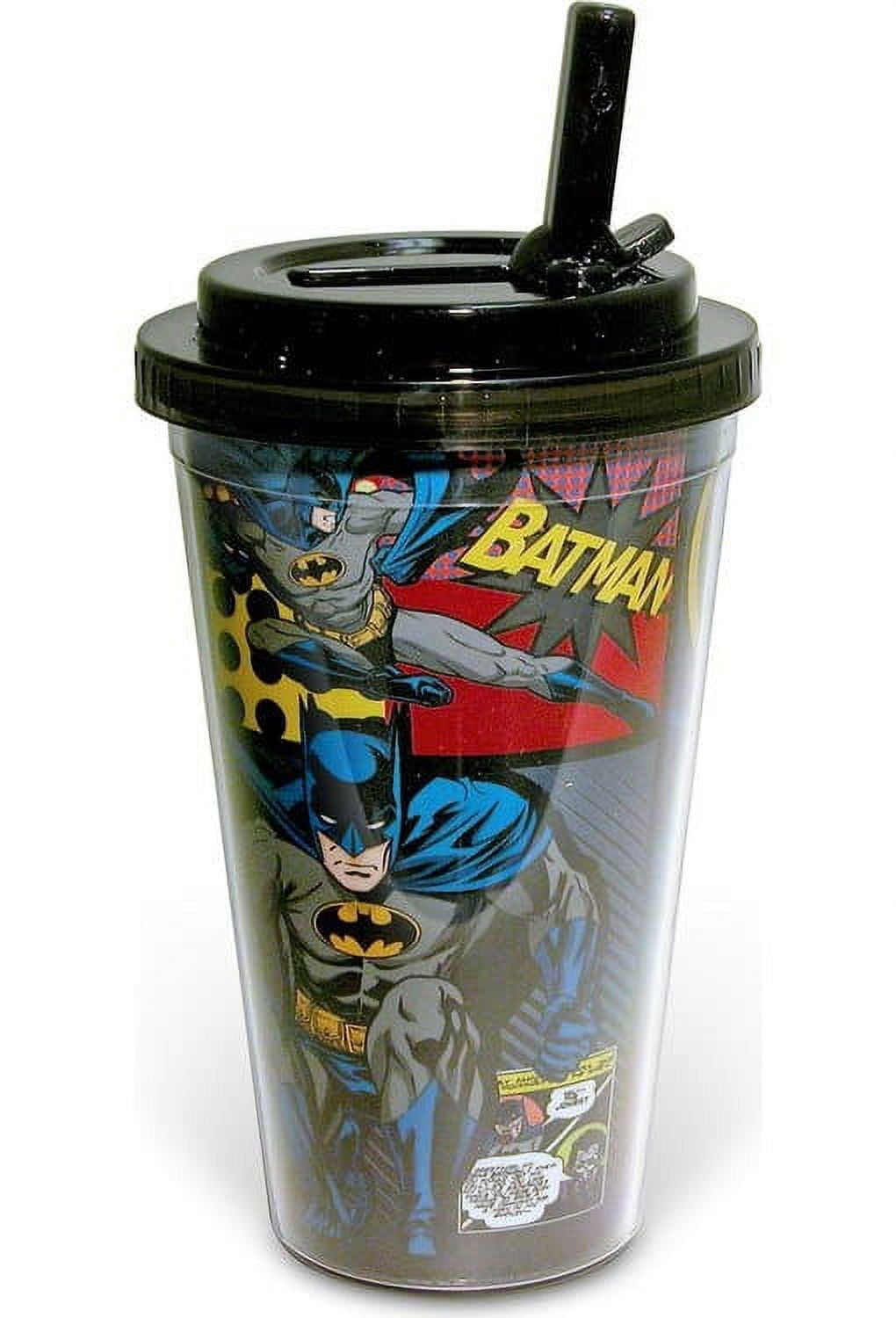 Silver Buffalo Batman Comic Blast Plastic Flip Straw Cold Cup, 16 oz ...