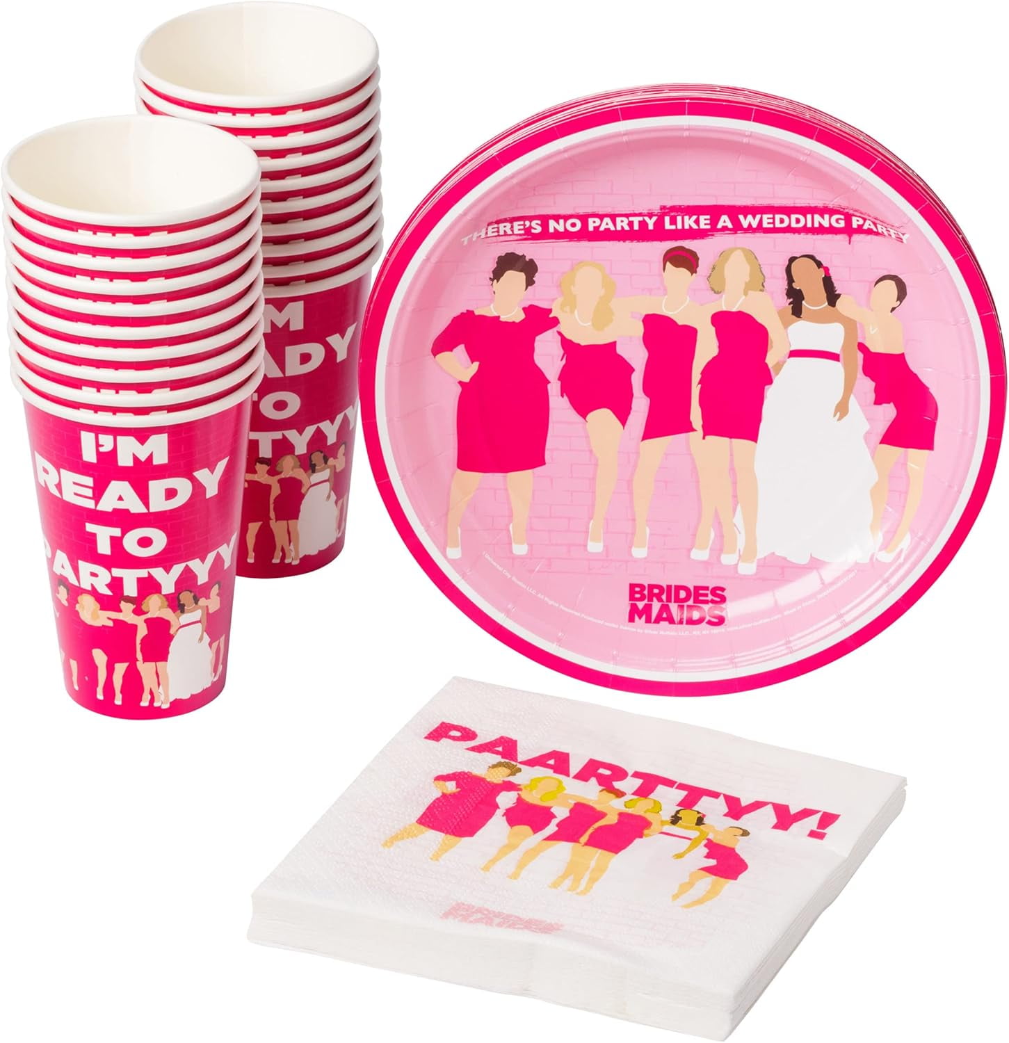 Silver Buffalo Bridesmaids 60 Pack Partyware Disposable Paper Plates ...