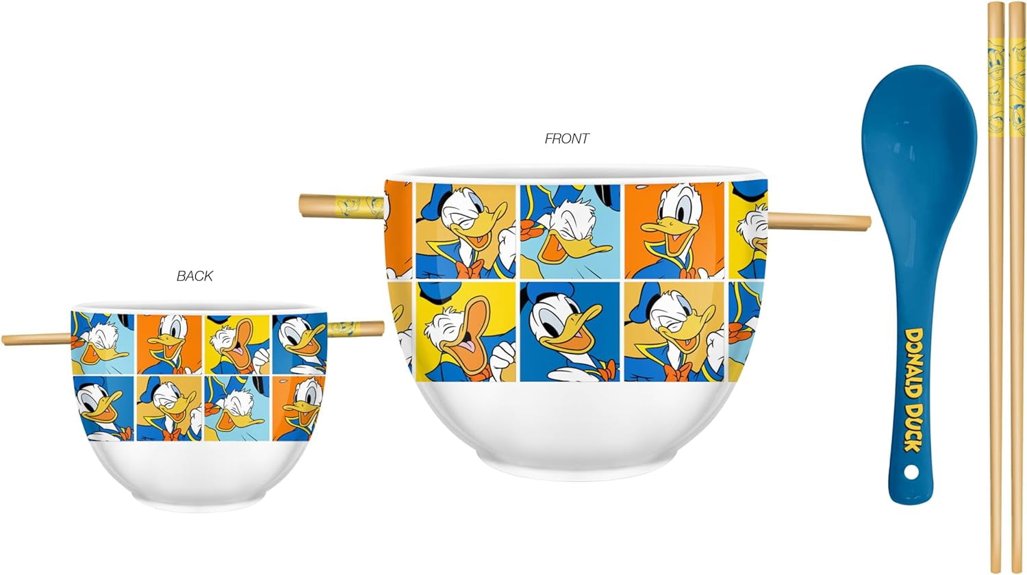 Silver Buffalo Disney Donald Duck Expressions Ceramic Ramen Noodle Rice ...