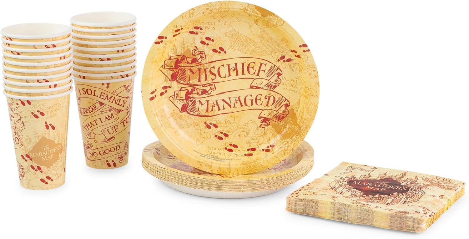 Harry Potter 60 Piece Party Tableware Set - Paper Plates, Cups, Napkins ...