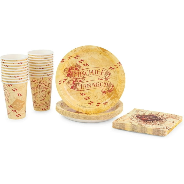 Harry Potter 60 Piece Party Tableware Set - Paper Plates, Cups, Napkins ...