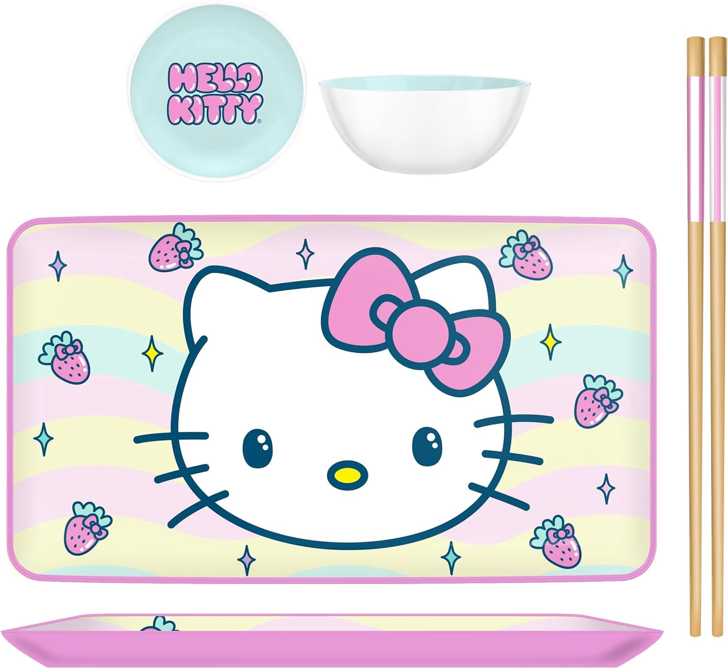 Silver Buffalo Hello Kitty Face And Strawberries Boxed 3pc Ceramic ...