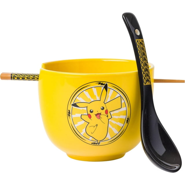 Silver Buffalo Pokemon Pikachu Electric Ceramic Ramen Noodle Rice Bowl ...
