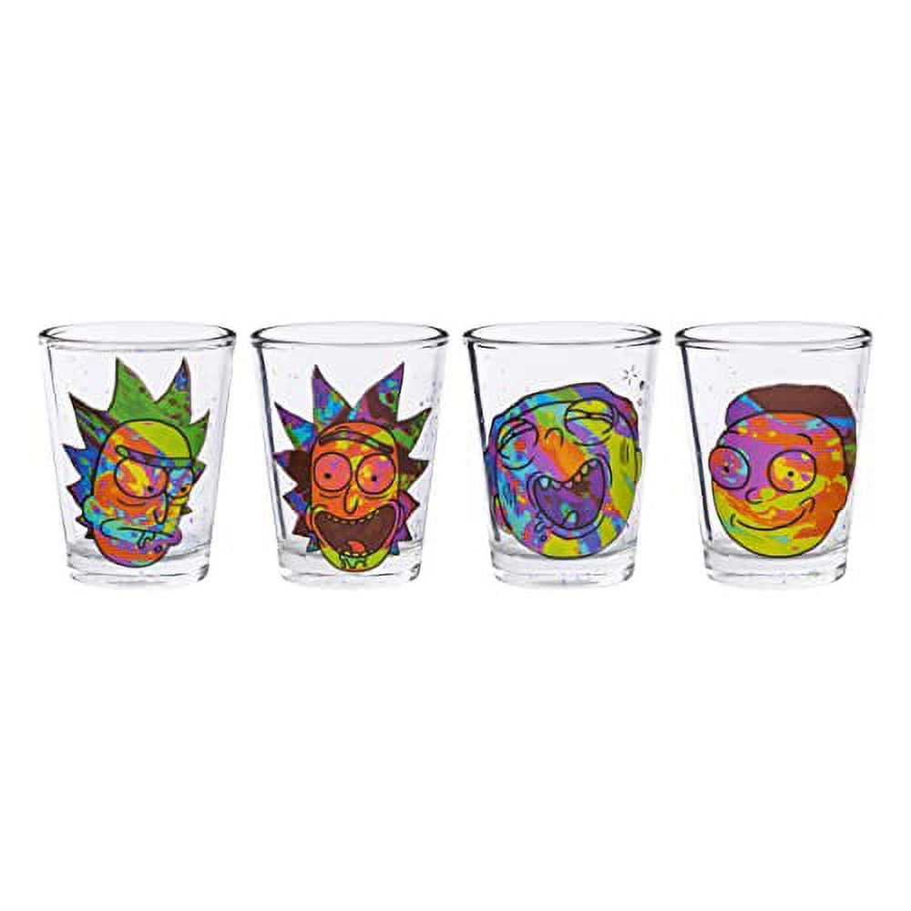 Silver Buffalo Rick and Morty Colorful Faces 4-Pack Mini Glass Set, 1.5 ...