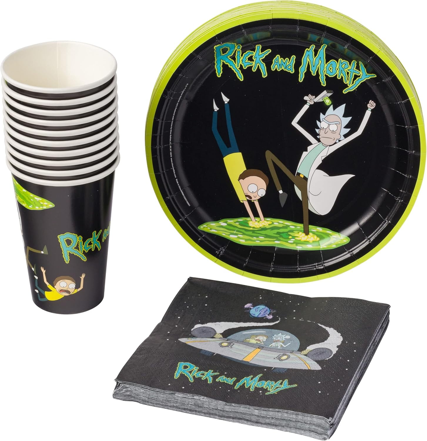 Silver Buffalo Rick and Morty in the Portal 60 Pack Partyware ...