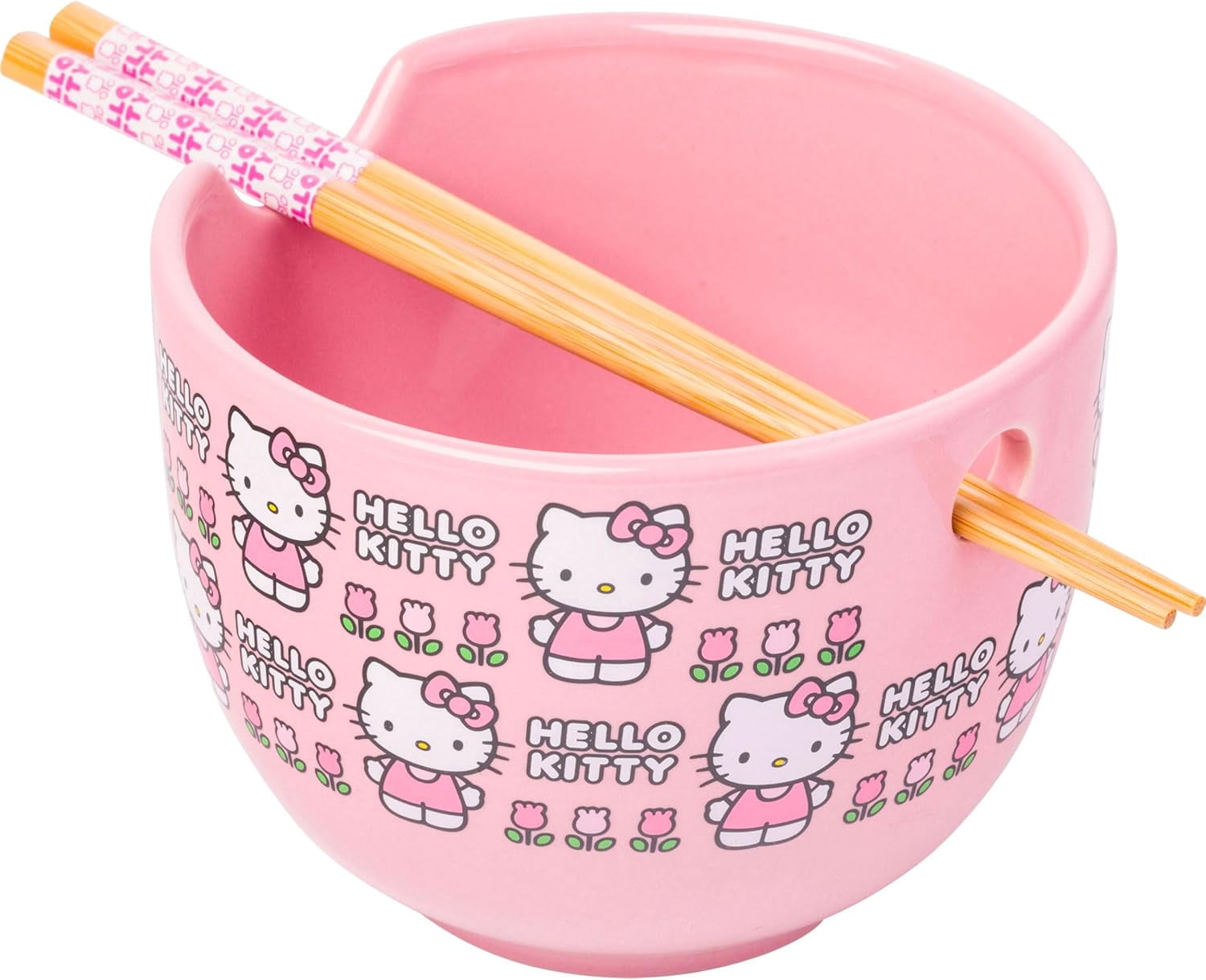 Silver Buffalo Hello Kitty Flowers Ceramic Ramen Bowl, 20 Ounces ...