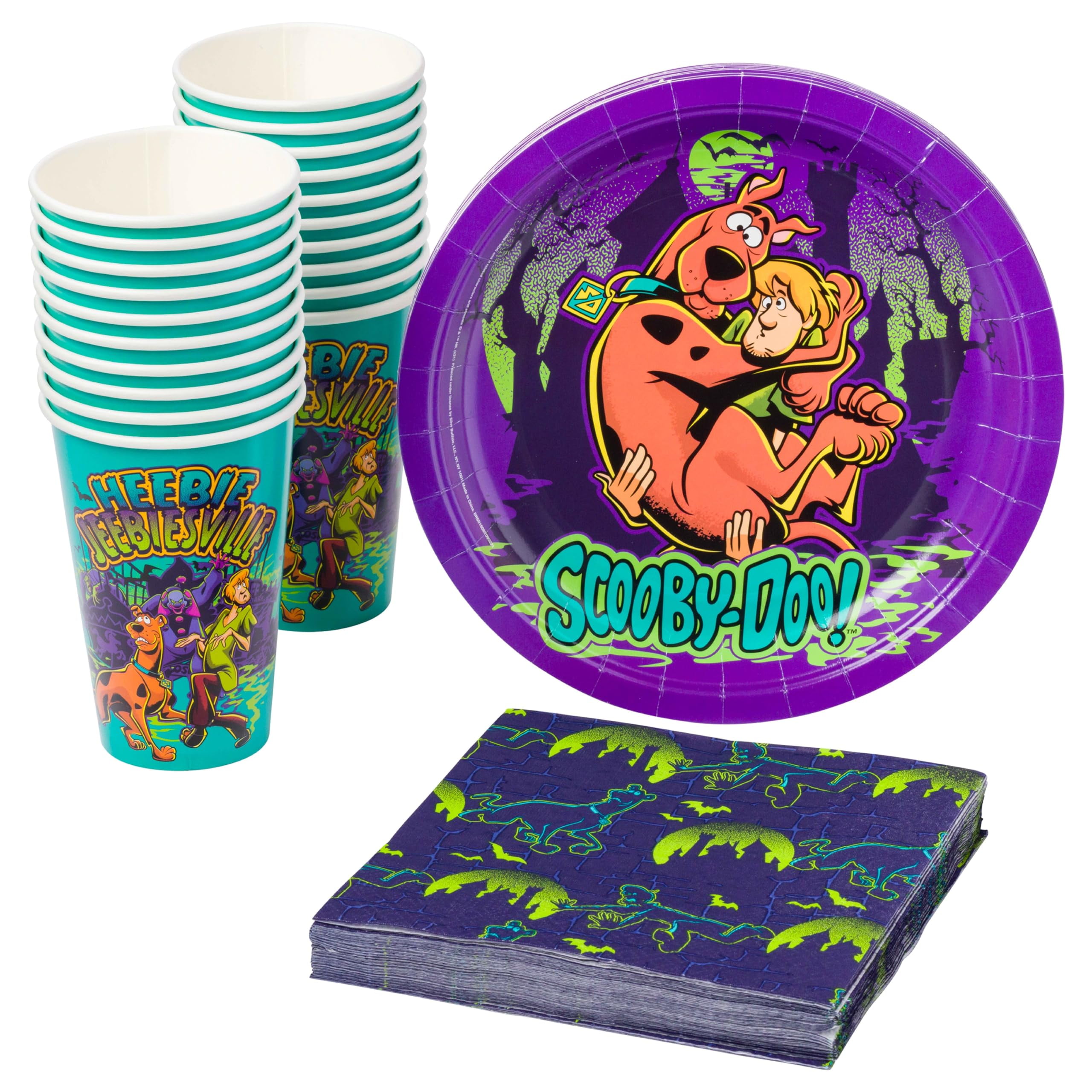 Silver Buffalo Scooby Doo CM31 Shaggy Unmasked Paper Plates Cups ...