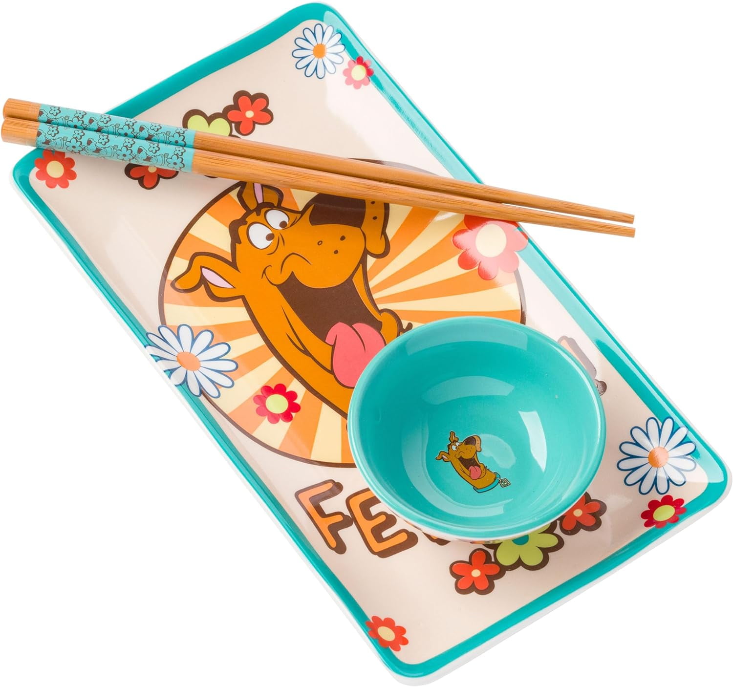 Silver Buffalo Scooby Doo Retro Flowers Feed Me Boxed 3 Pieces Ceramic ...