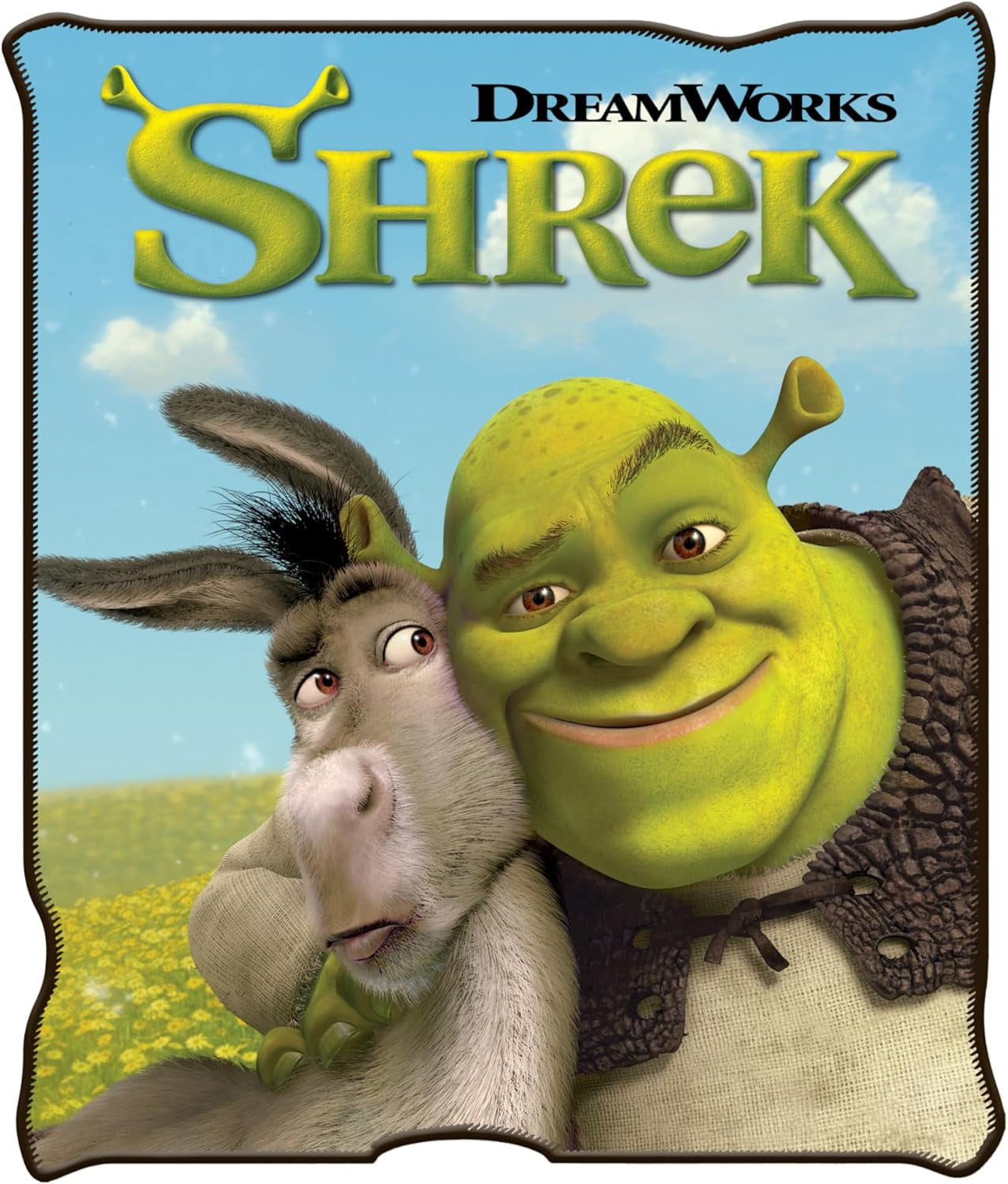 Silver Buffalo Shrek Donkey and Shrek Hugging 45" x 60" Raschel Throw ...