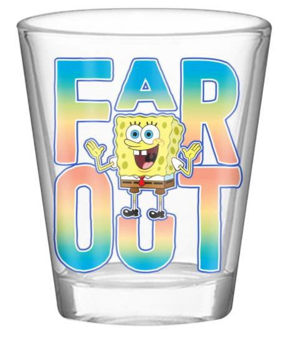 Silver Buffalo SpongeBob SquarePants Mini Glass 1.5 oz Colorful Design ...