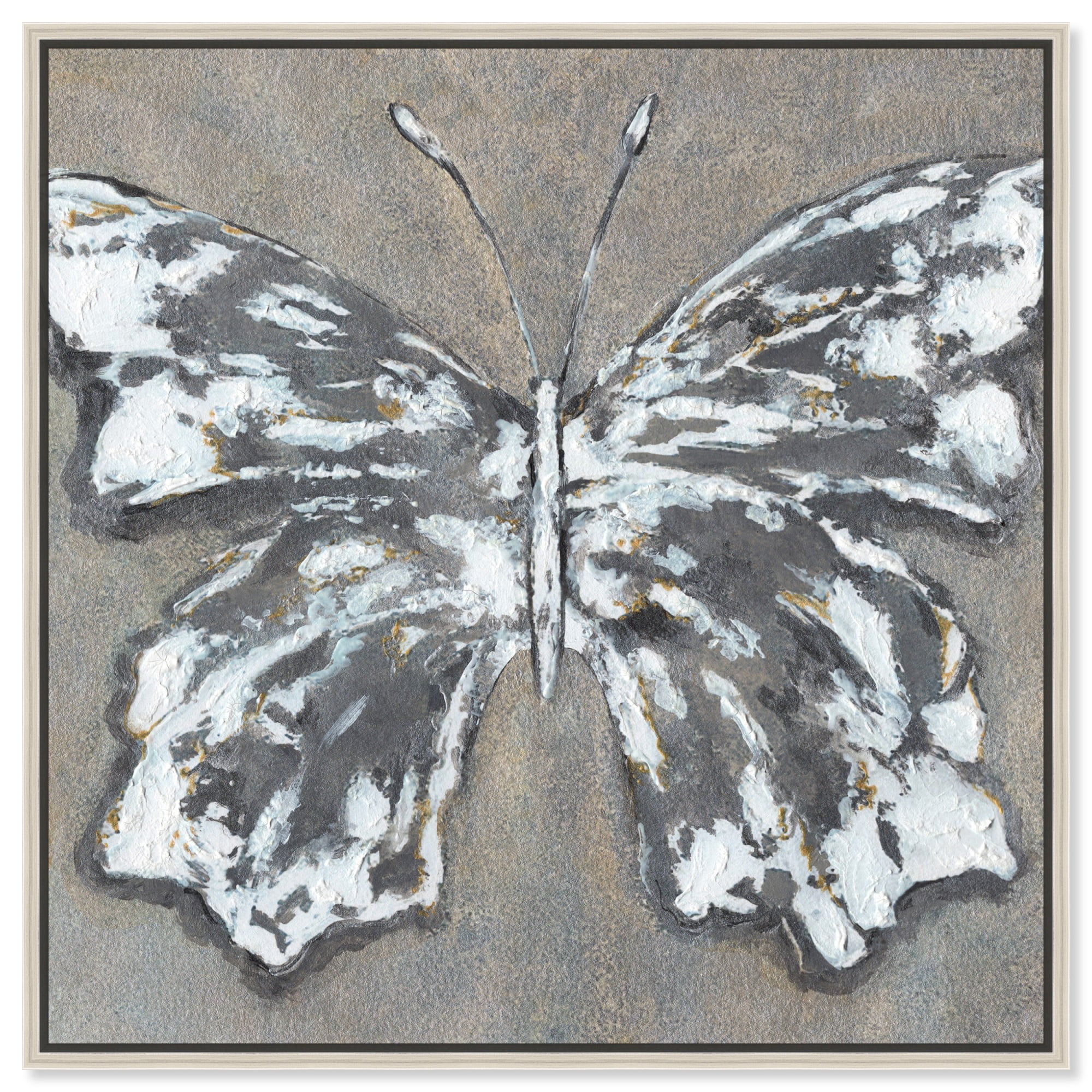 Silver Butterfly Canvas Butterfly Art Prints by Art Remedy, Silver ...
