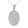 Silver CZ Archangel Saint Michael Oval Medallion Small Engravable ...