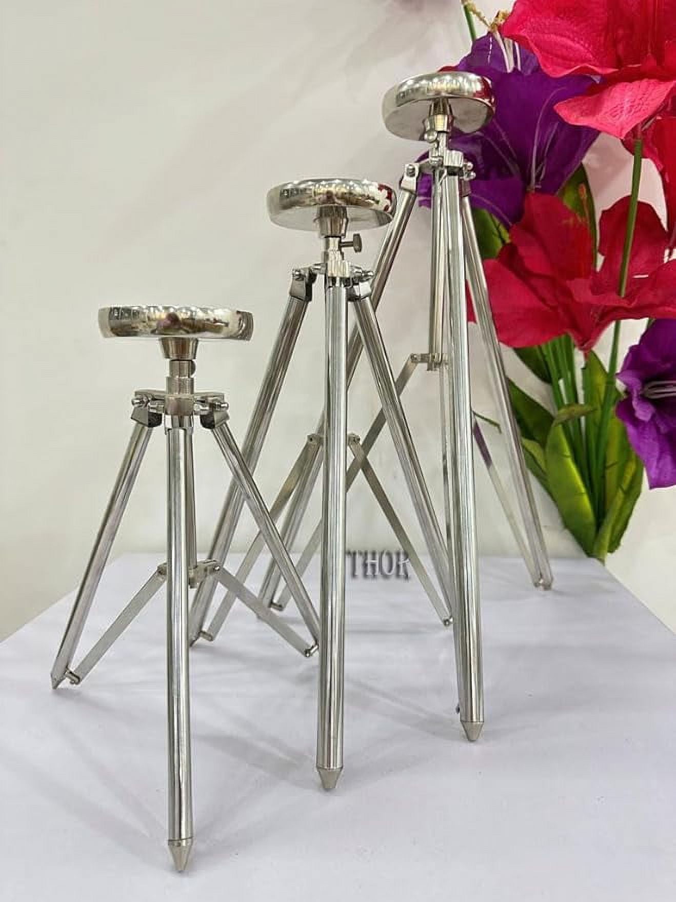 Silver Candle Holder Set of 3 Black Candle Tripod Holders Modern ...