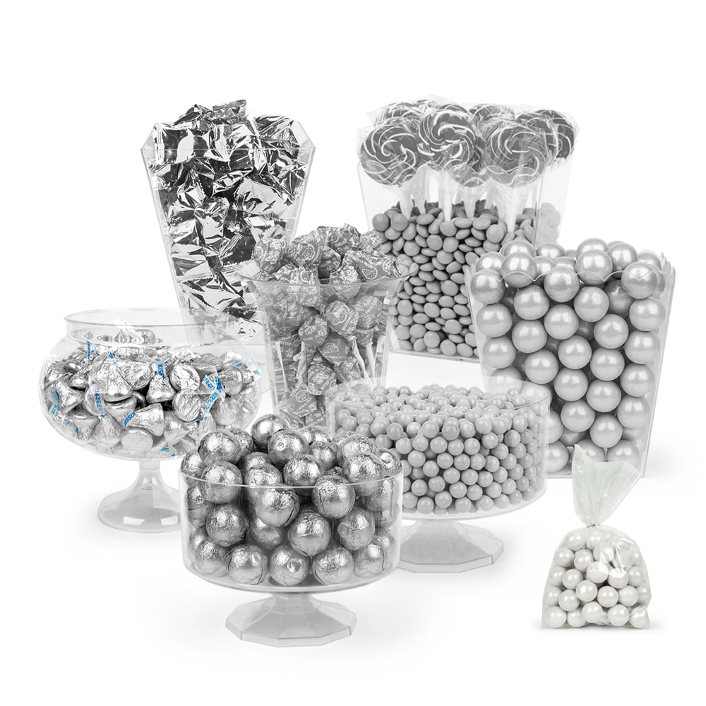Silver Candy Buffet - (Approx 14lbs) Includes Hershey's Kisses, Sixlets ...