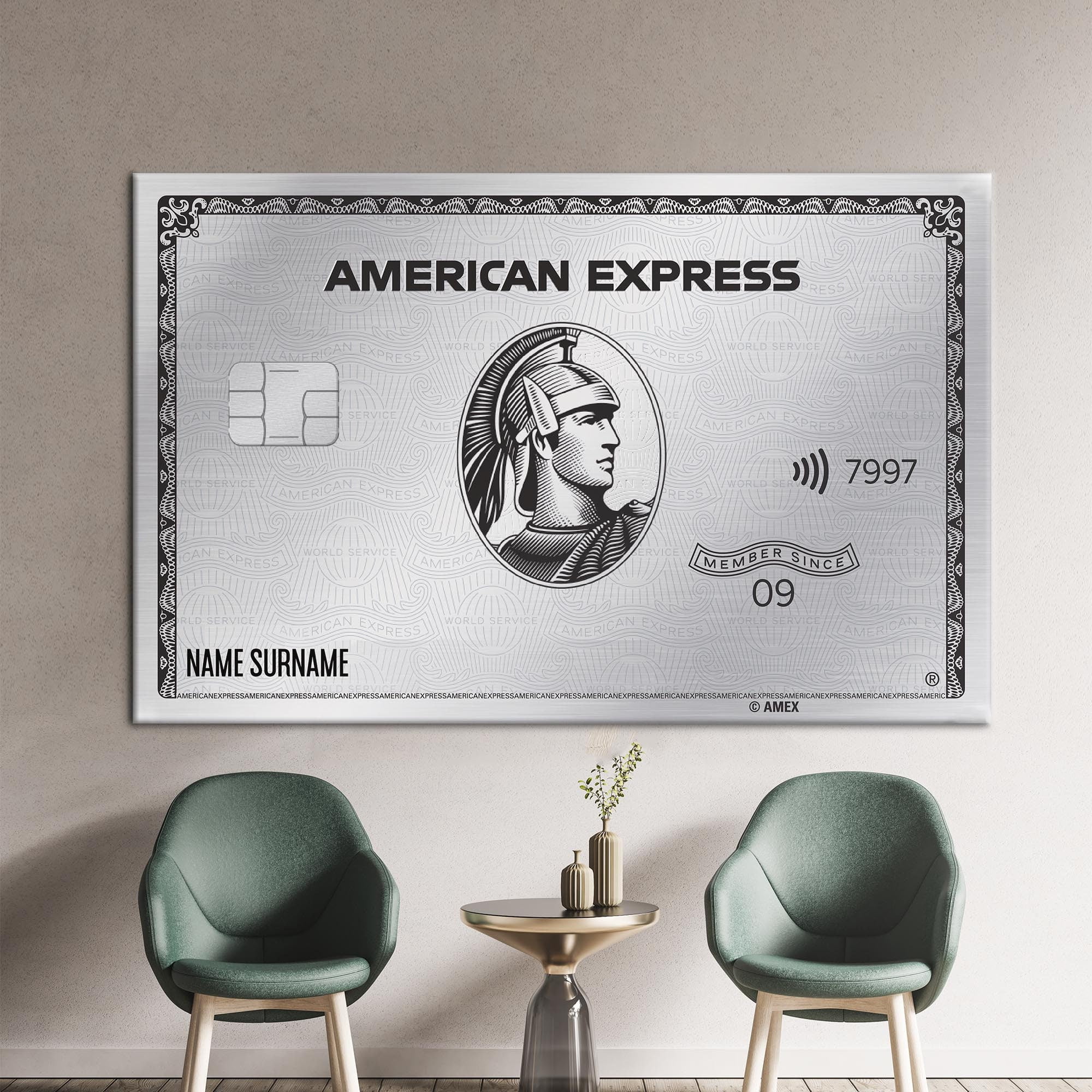 Silver Canvas, Your Name Here Poster, Modern Wall Art, American Express ...