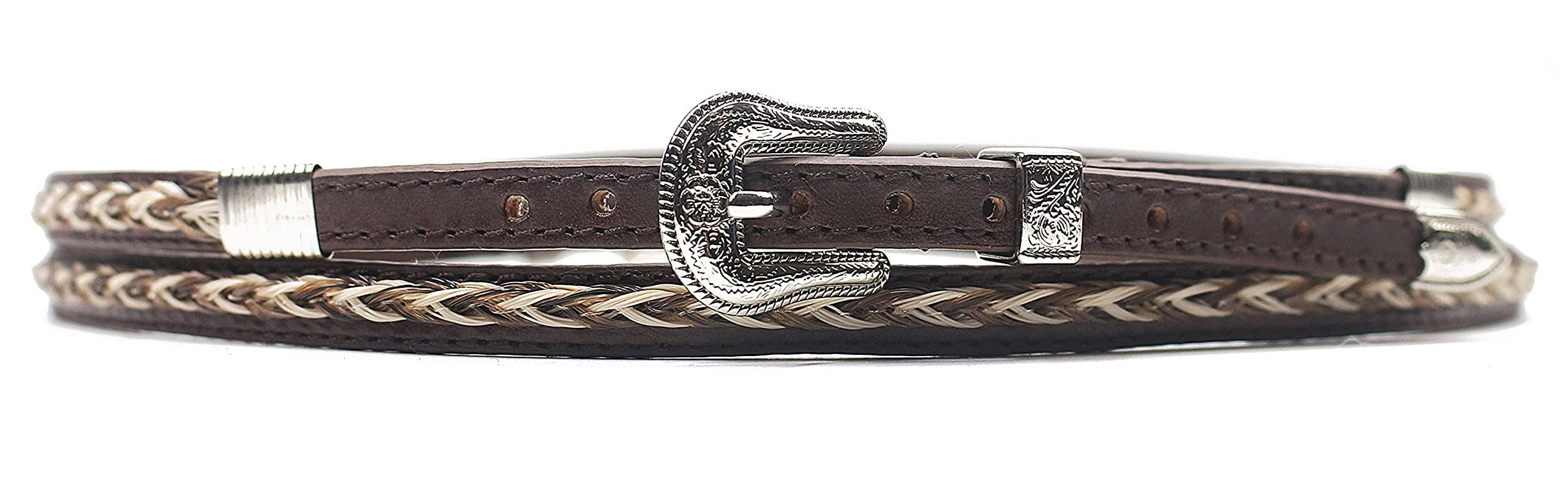 Silver Canyon Western Hat Band for Cowboy Hats, Black Leather with Tan ...