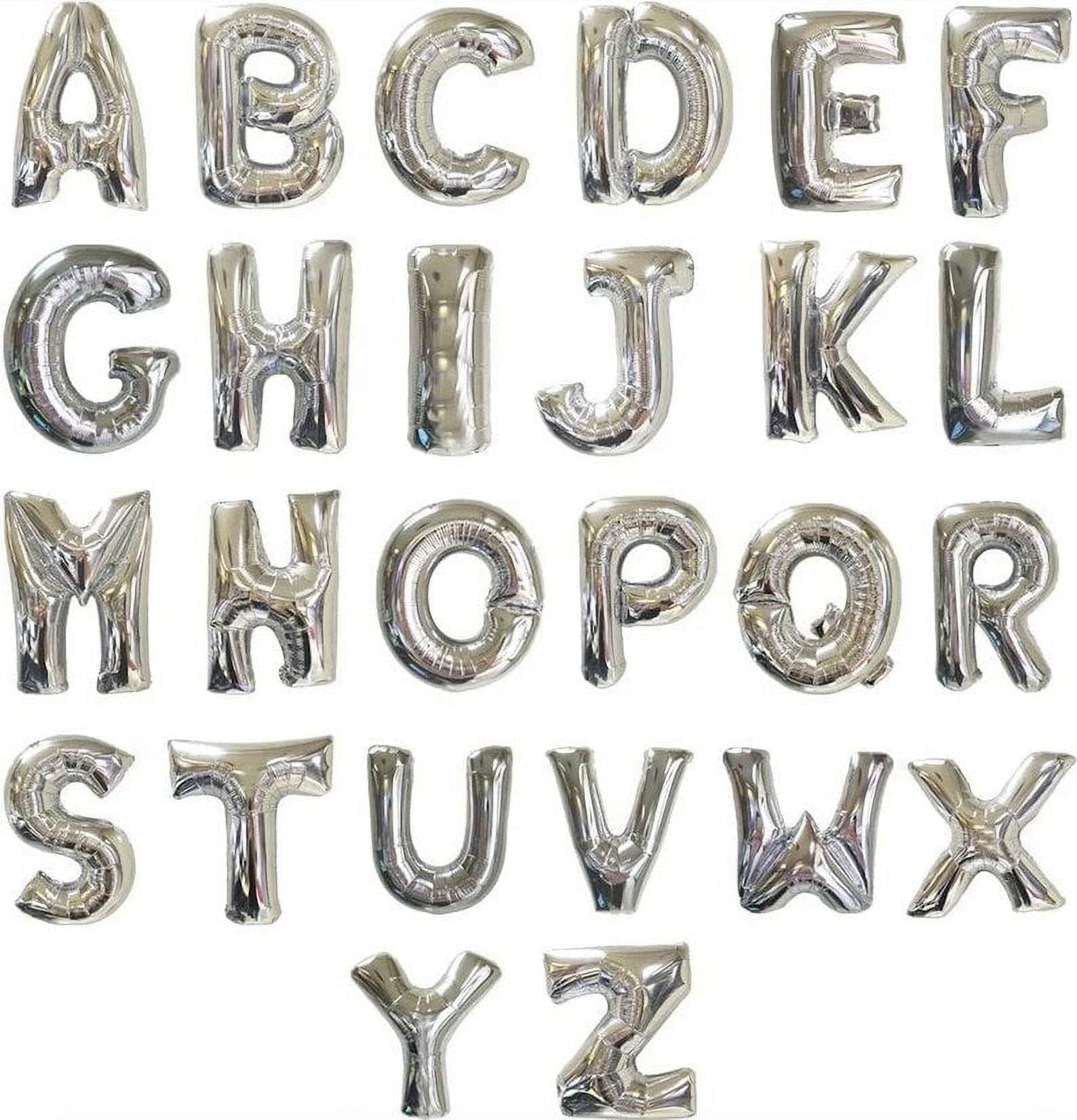 Silver Capital Balloon Foil 16" Letters balloons Symbols A-Z and 0-9 ...