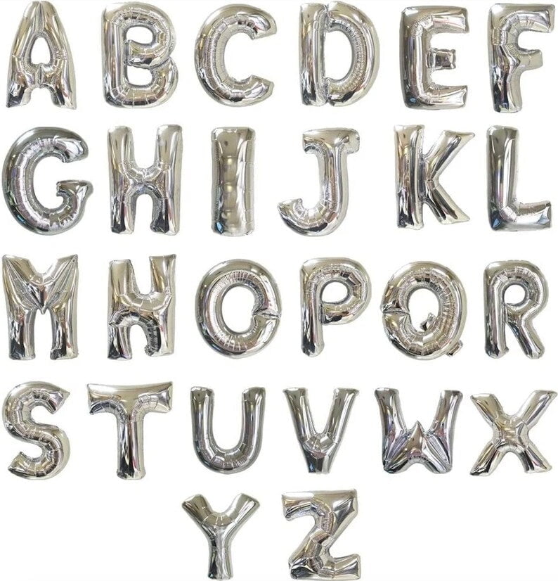 Silver Capital Balloon Foil 16" Letters balloons Symbols A-Z and 0-9 ...