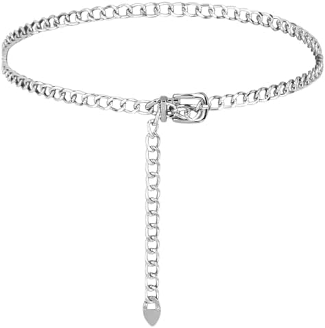 Silver Chain Belt for Women, Adjustable Waist Chain Belt Crystal with ...