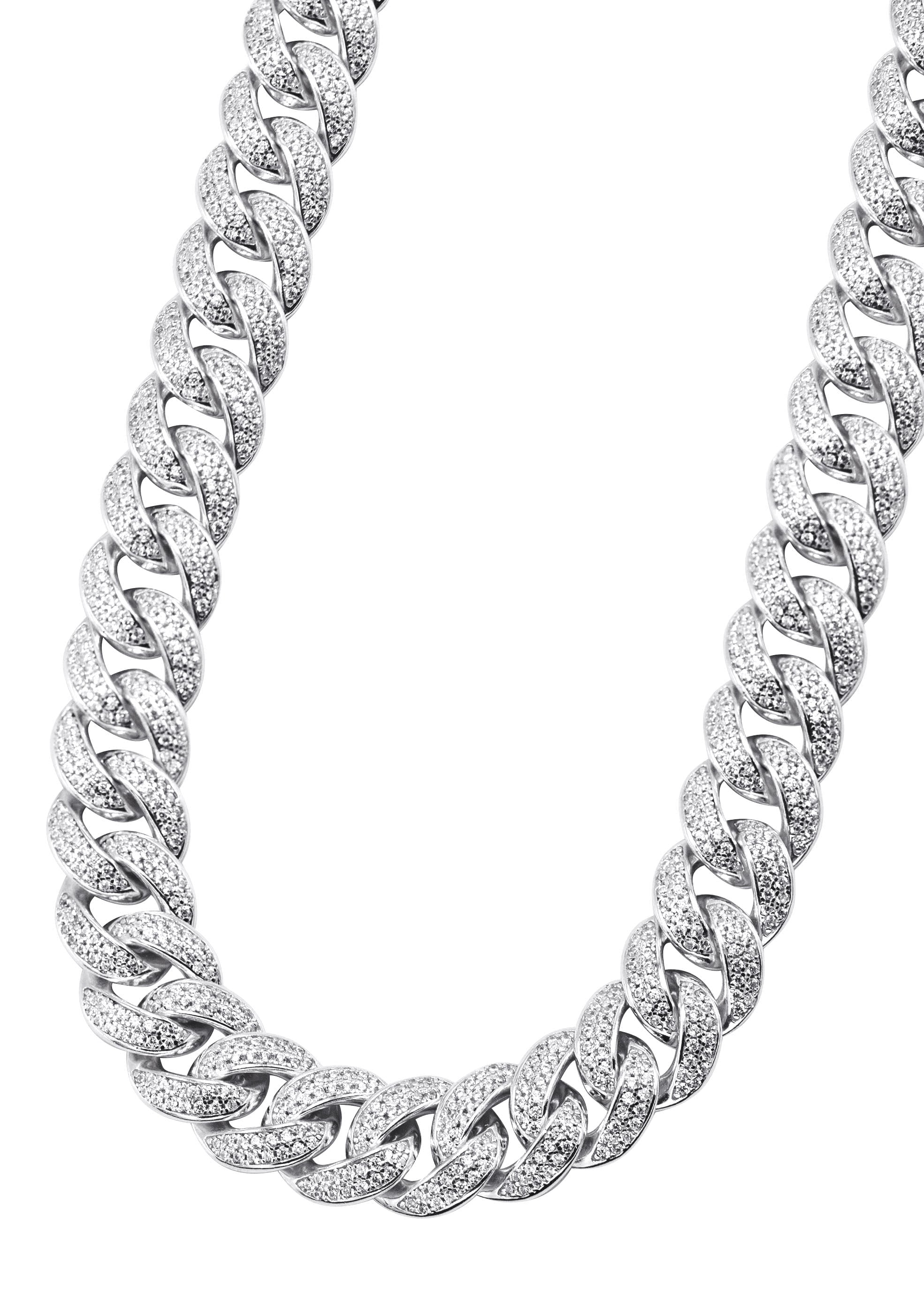 Silver Chain - Double Row Iced Out Miami Cuban Chain - Walmart.com