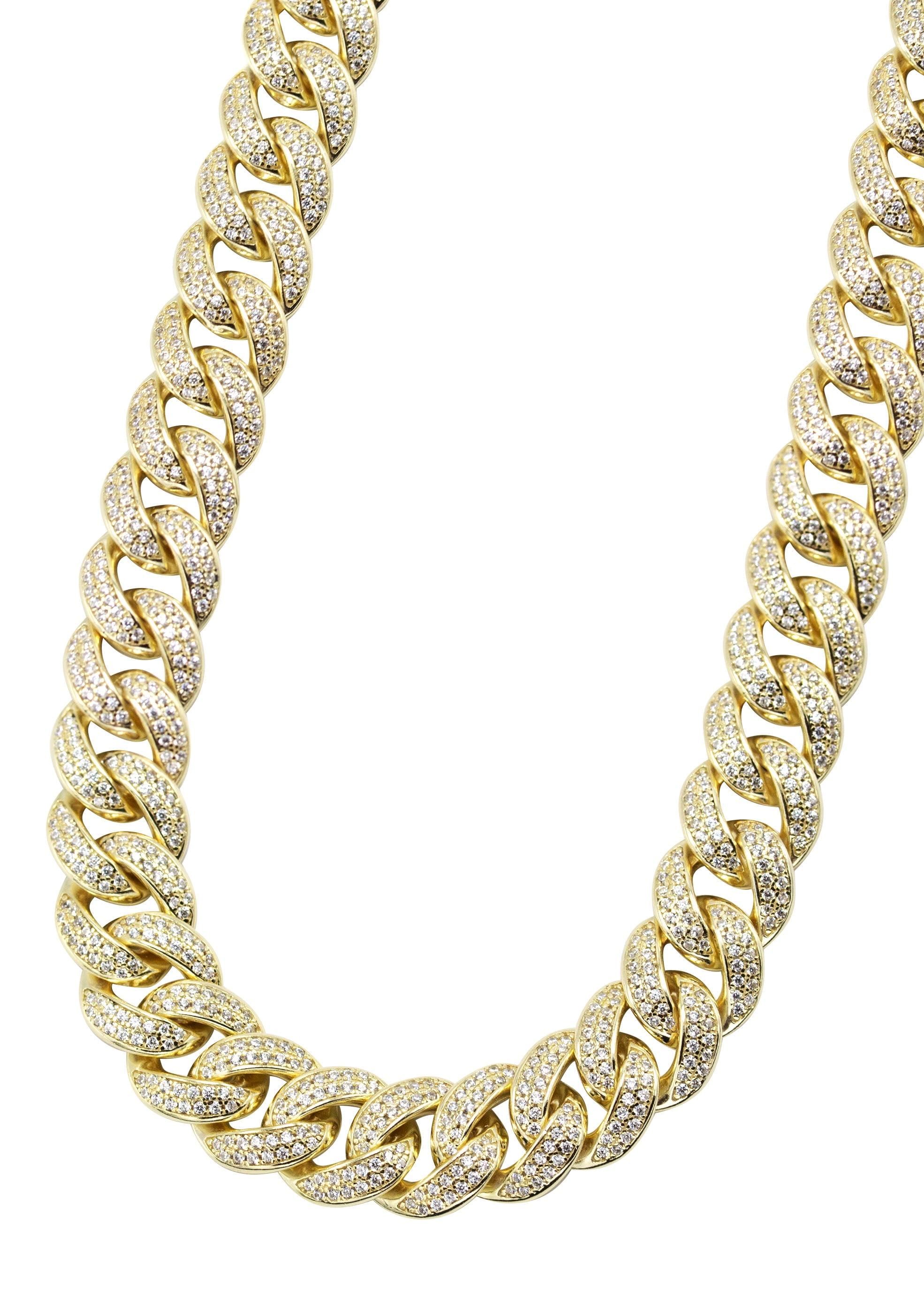 Silver Chain - Gold Double Row Iced Out Miami Cuban Link Chain ...