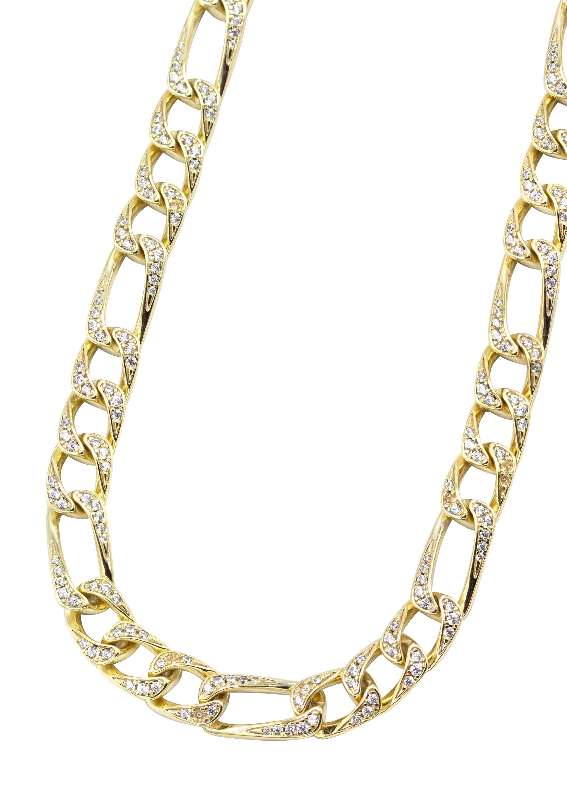 Silver Chain - Gold Iced Out Figaro Chain - Walmart.com