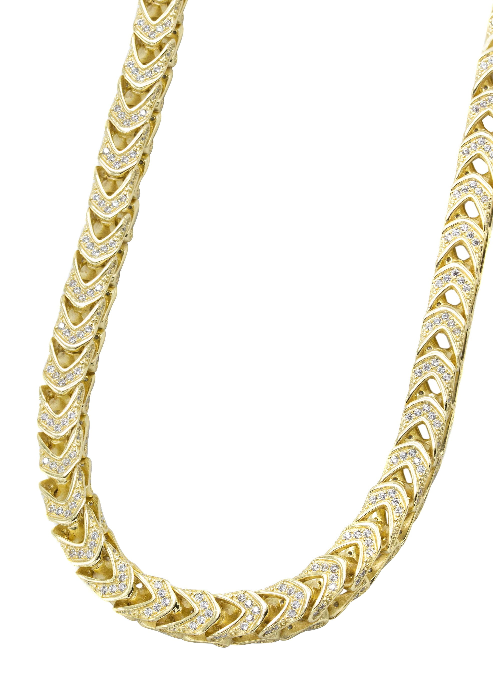 Silver Chain - Gold Iced Out Franco Chain - Walmart.com