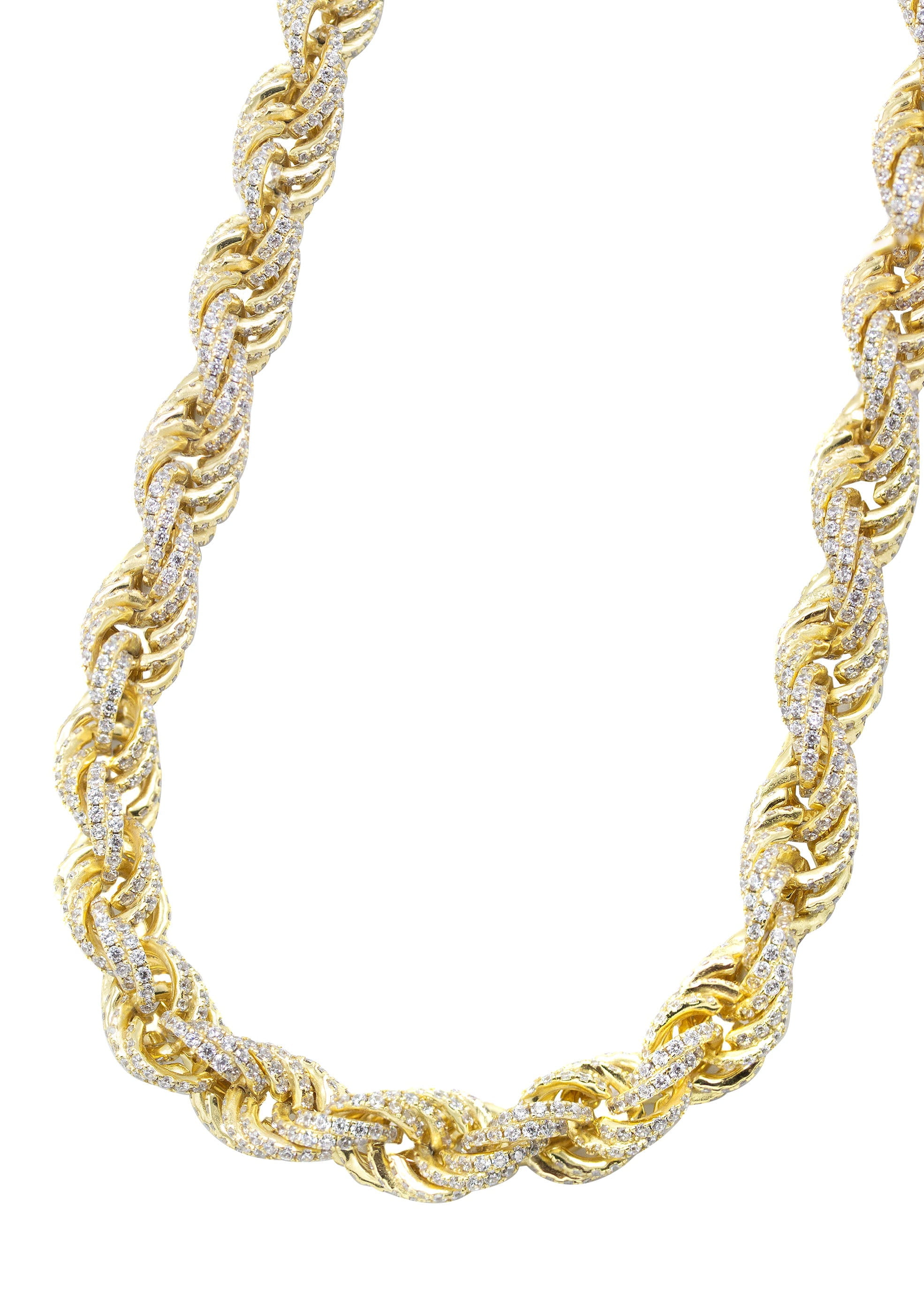 Silver Chain - Gold Iced Out Rope Chain - Walmart.com
