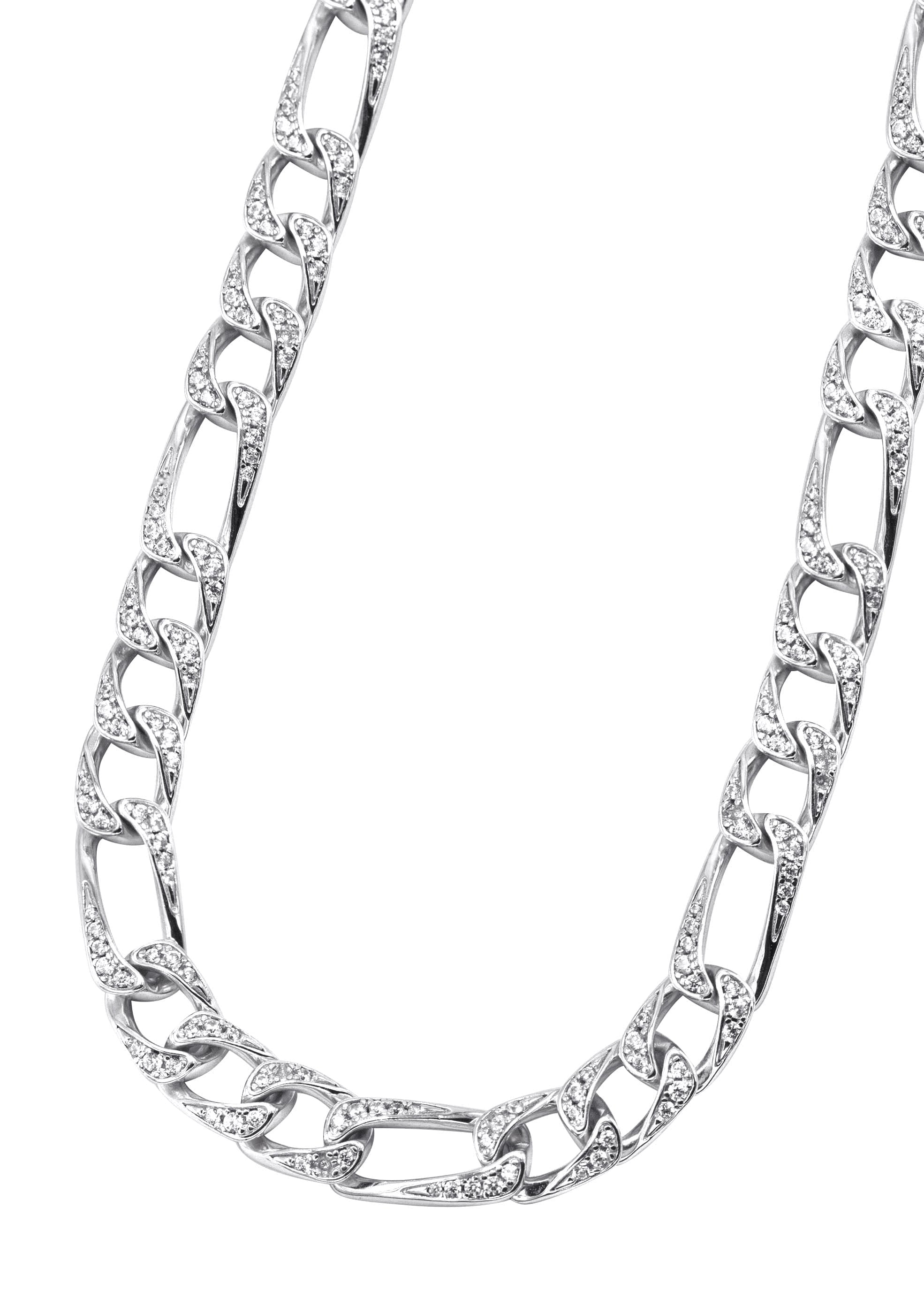 Silver Chain - Iced Out Figaro Chain - Walmart.com