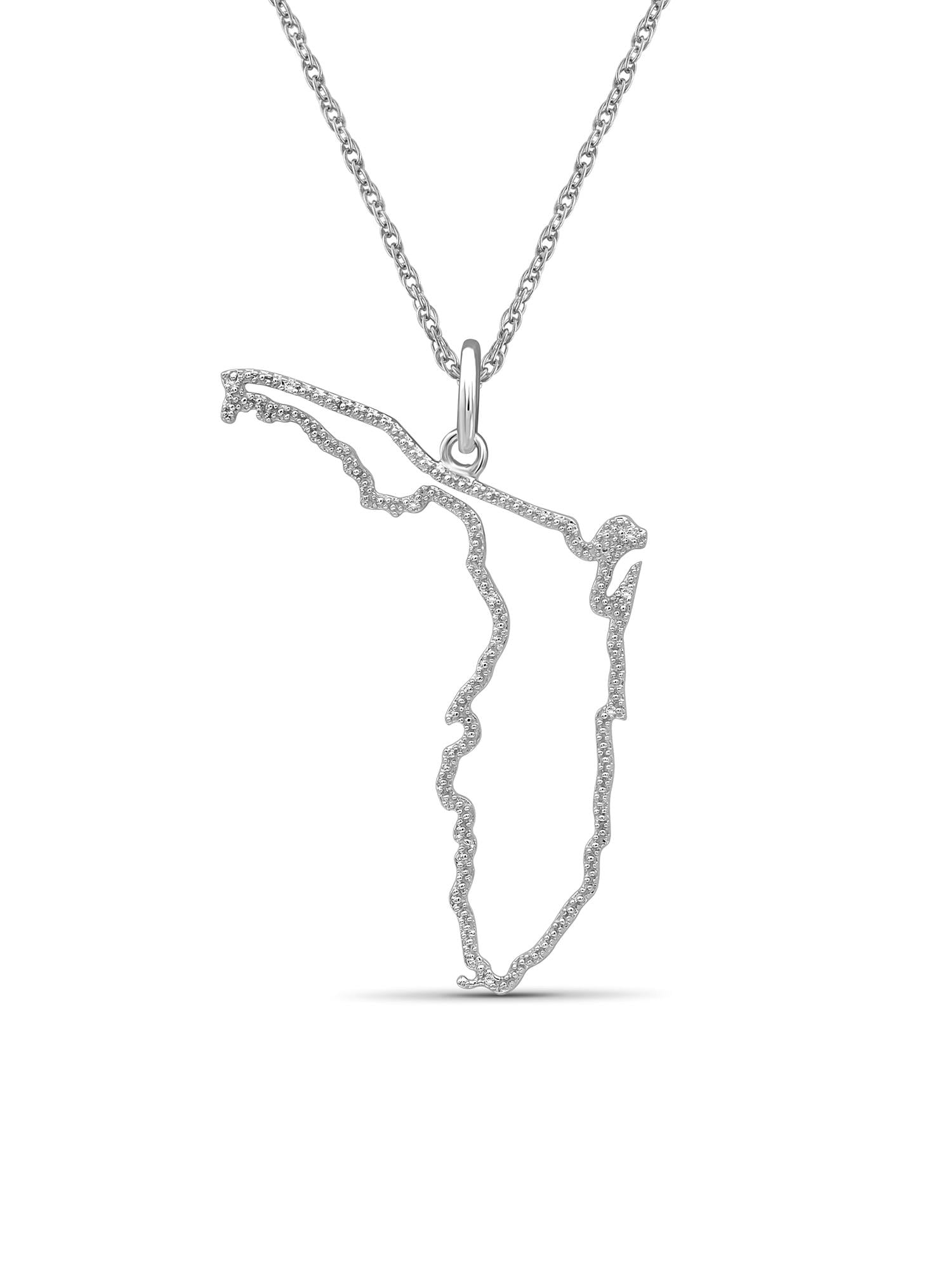 Silver Chain Necklace for Women – .925 Sterling Silver Florida Map ...