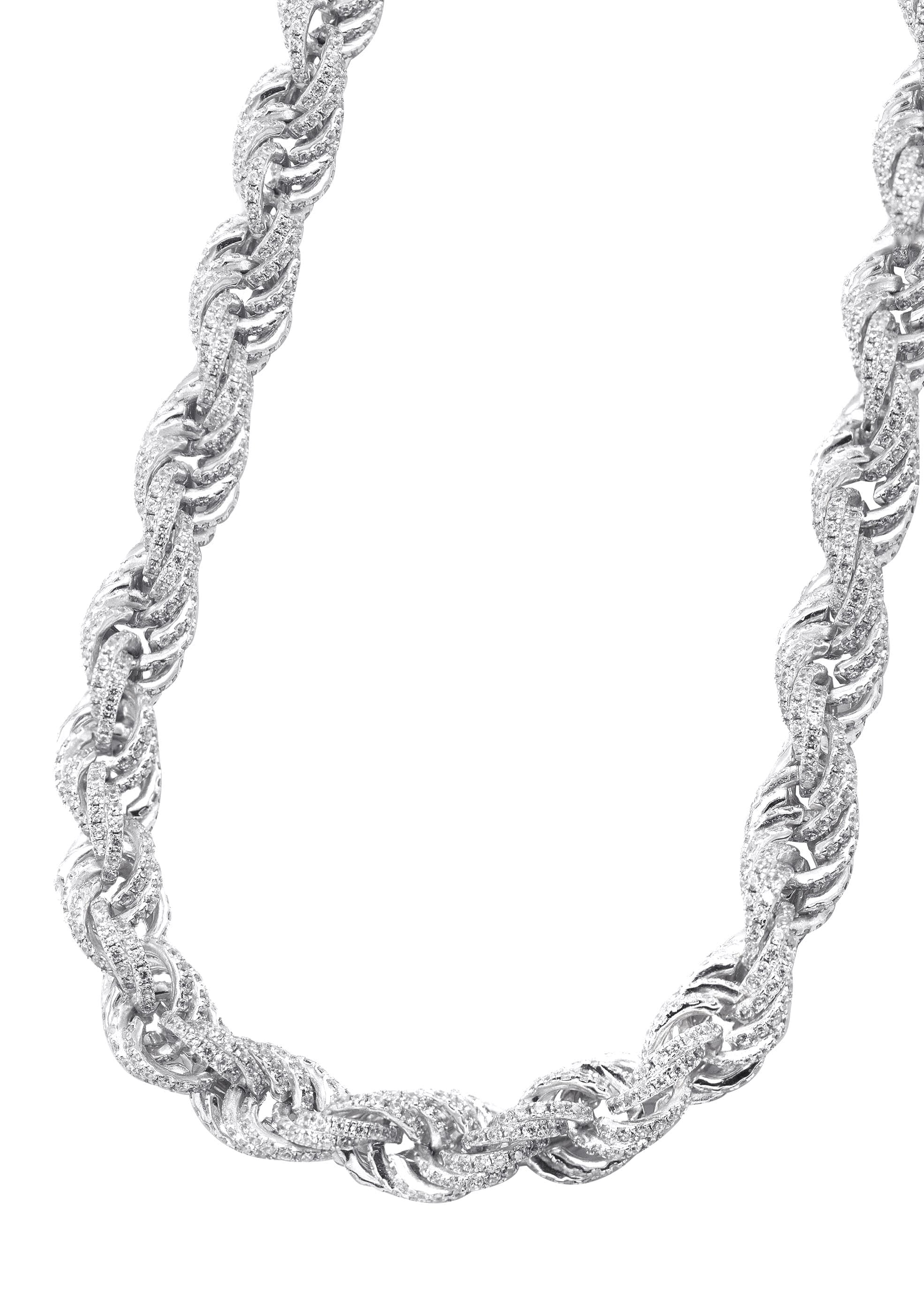Silver Chain - Silver Iced Out Rope Chain - Walmart.com