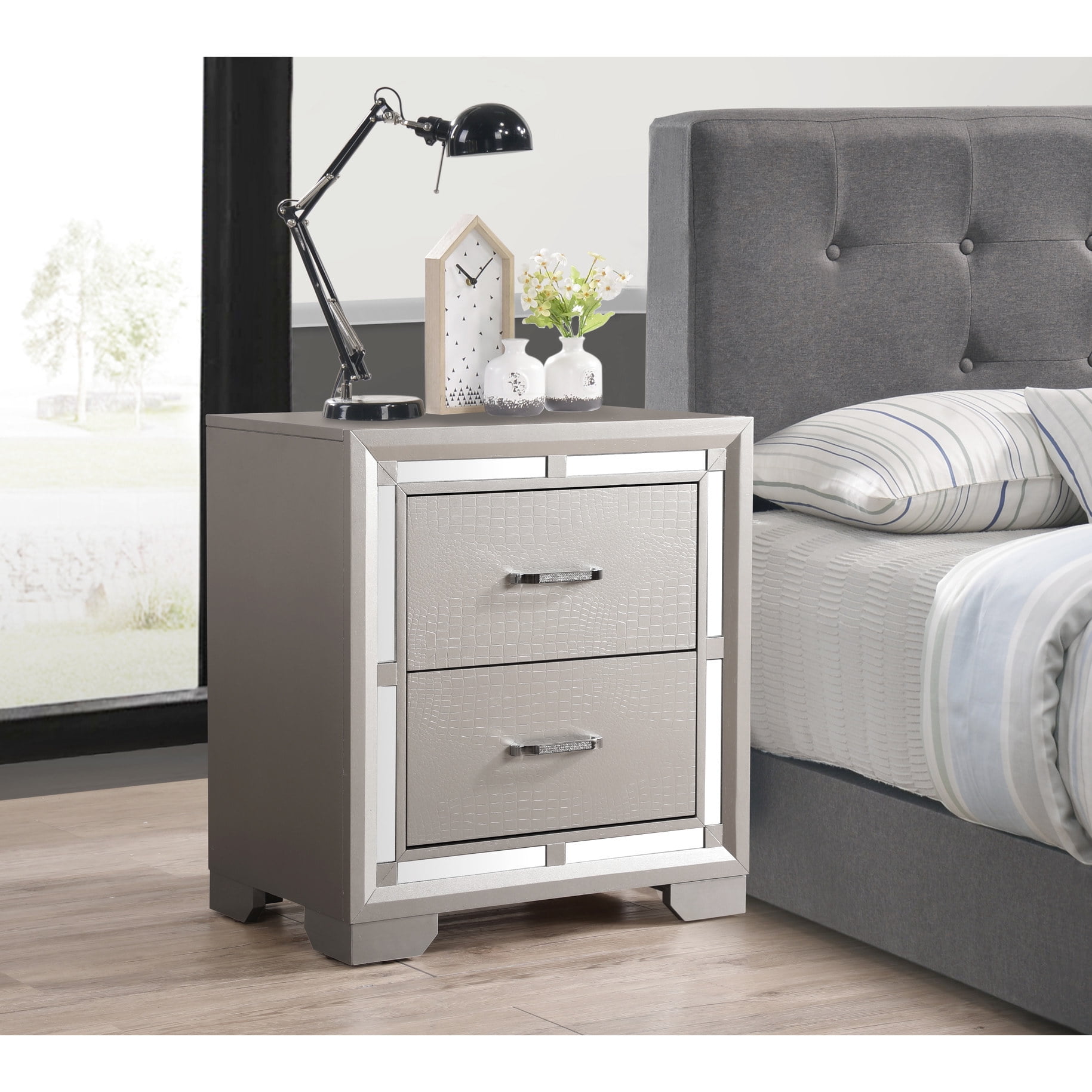 Silver Champagne Nightstand / Complementary to Various Decor Styles ...