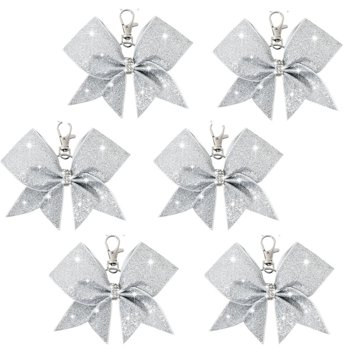 Silver Cheer Keychain,6PCS Rhinestones Sequin Bow,School Senior Cheer ...