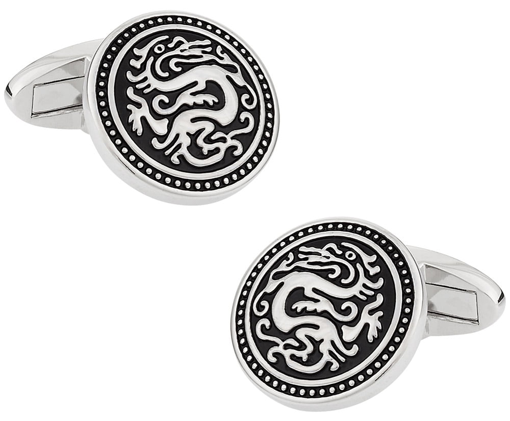 Silver Chinese Dragon Cufflinks - Walmart.com