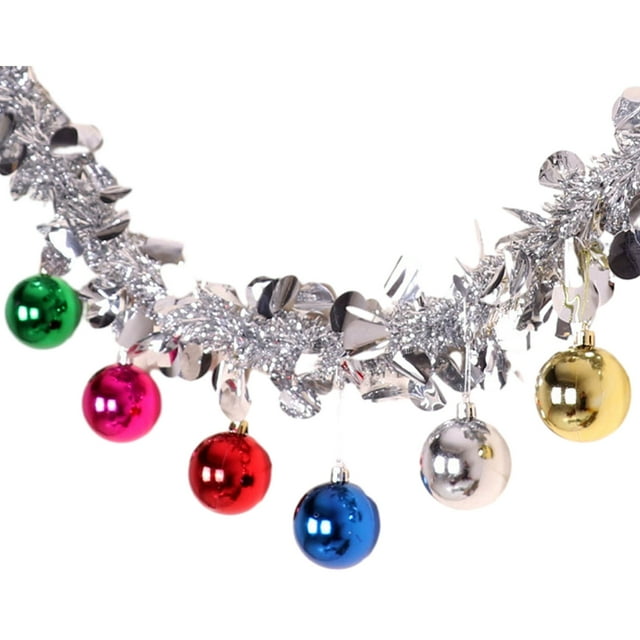 Silver Christmas Rattan Garland 170 Cm Plastic Round Disc Design For ...