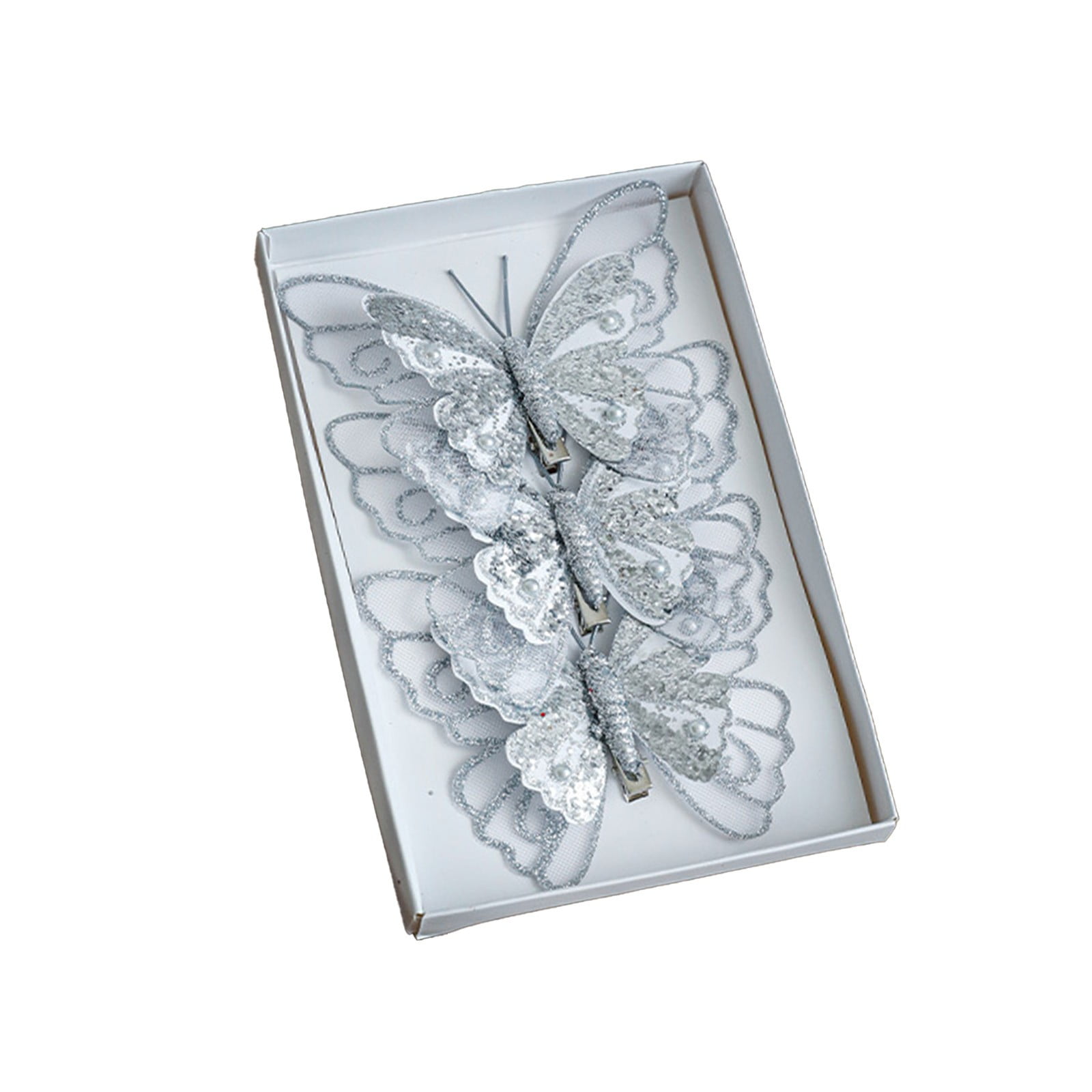 Silver Christmas Tree Clips With Glitter Design In Silver Gold Pink Red ...