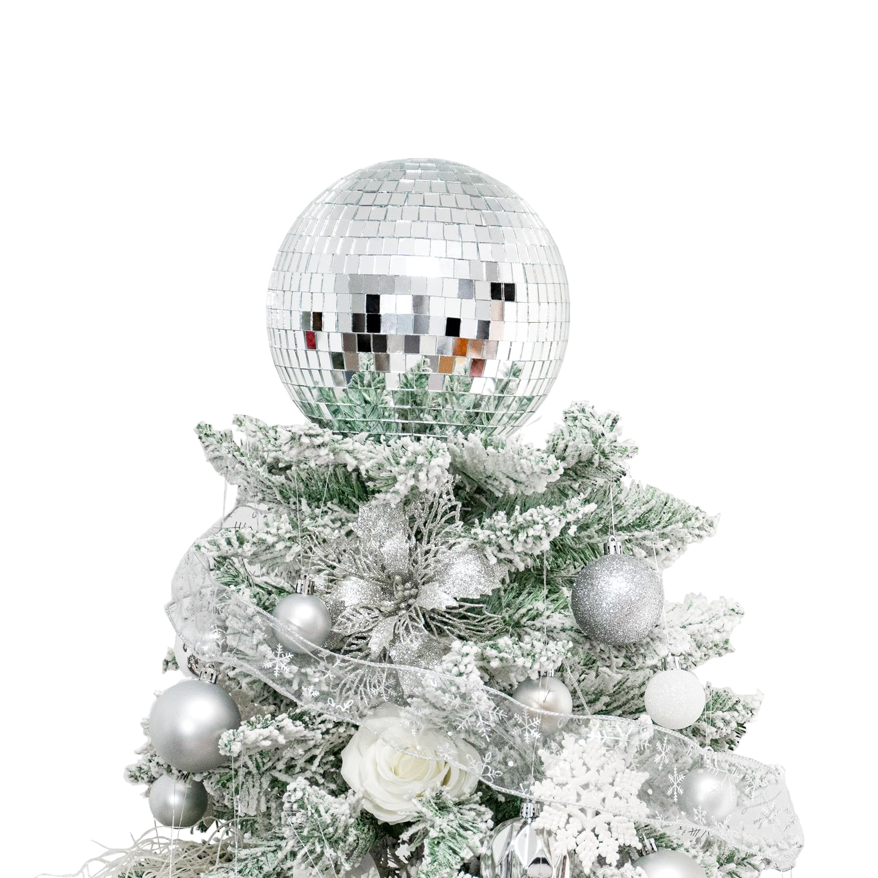 Silver Christmas Tree Topper 8 Inch Mirror Disco Ball Tree Topper, Cool ...